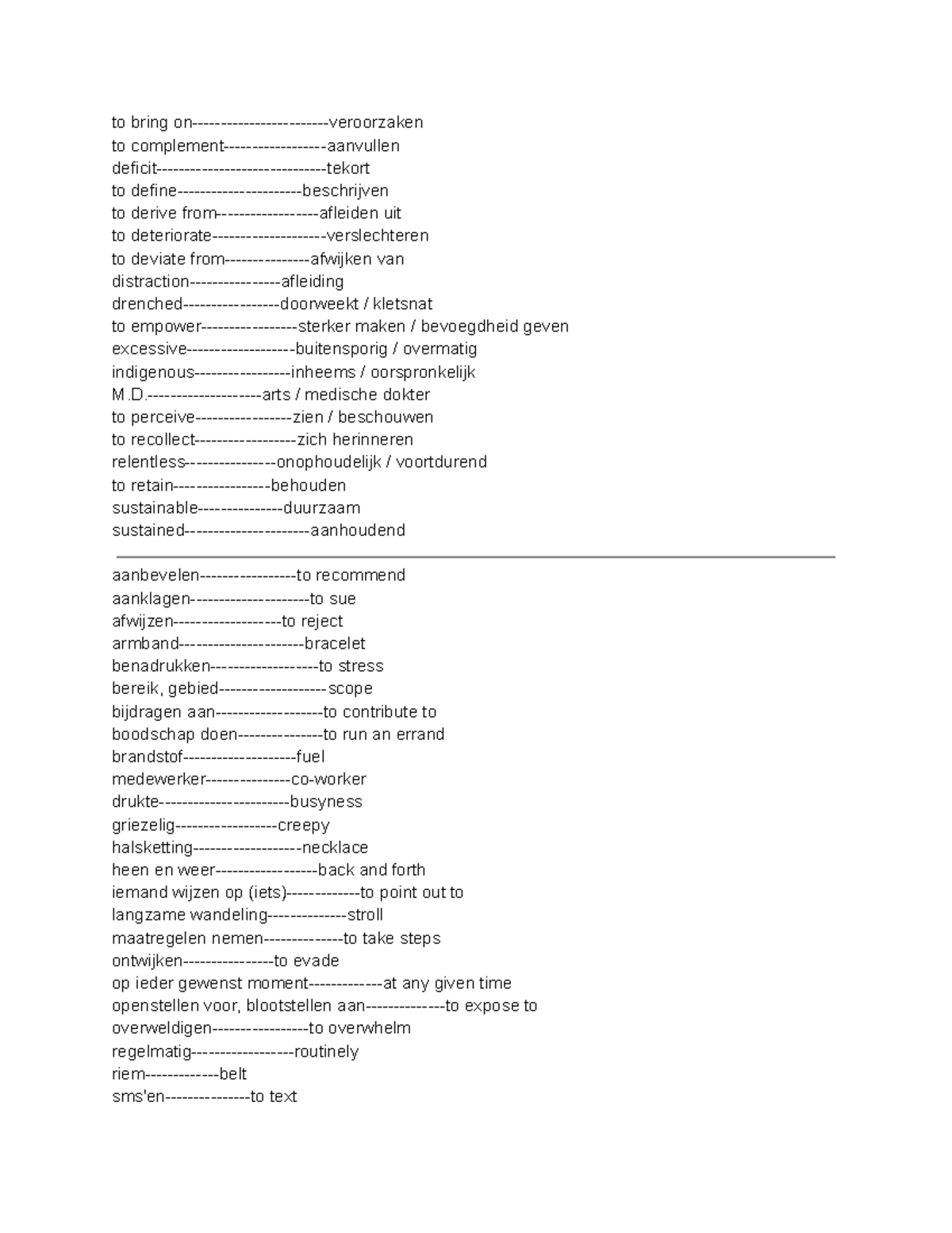 Engels woordjes - to bring on-veroorzaken to complement-aanvullen ...
