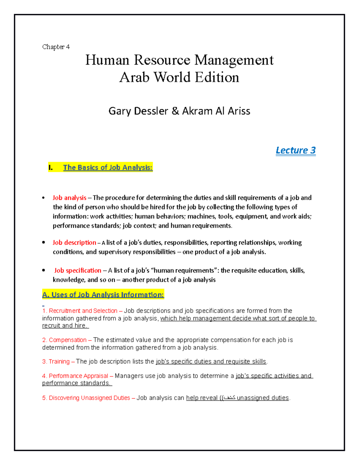 CH4 HE EditedHuman Resource Management Arab World Edition Gary Dessler & Akram Al Ariss - Studocu
