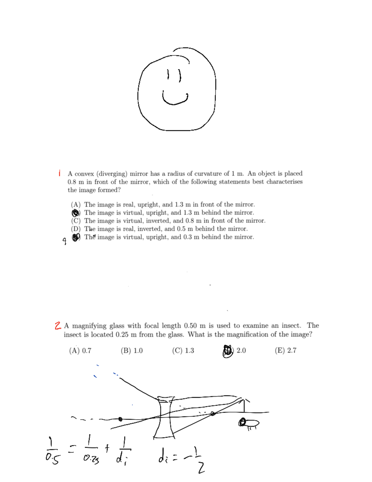 Mirrors, Lens, Refraction and Waves - Questions - Physics - If Enz i B ...