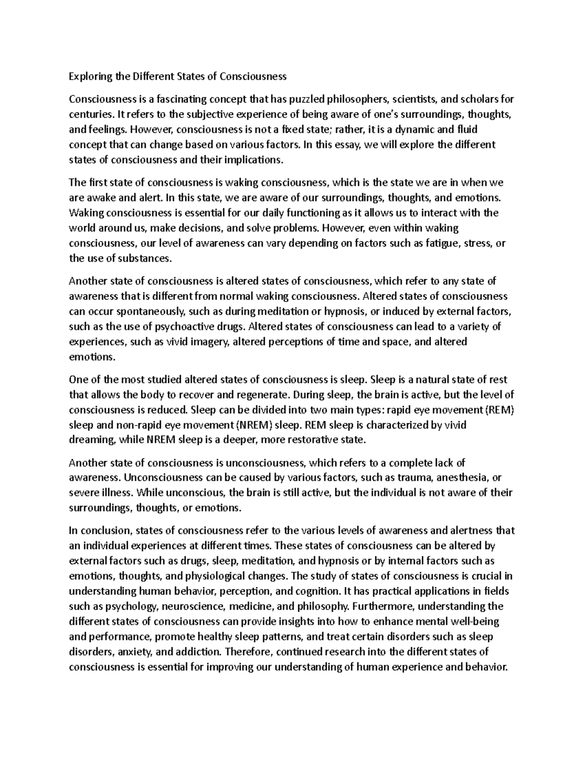 Exploring the Different States of Consciousness - Exploring the ...