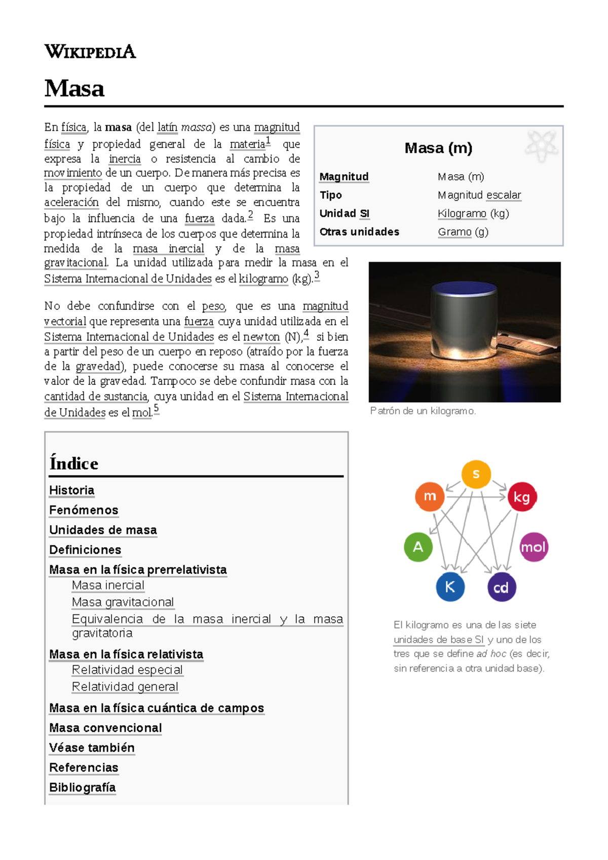 Masa - Masa En física, la masa (del latín massa) es una magnitud física ...
