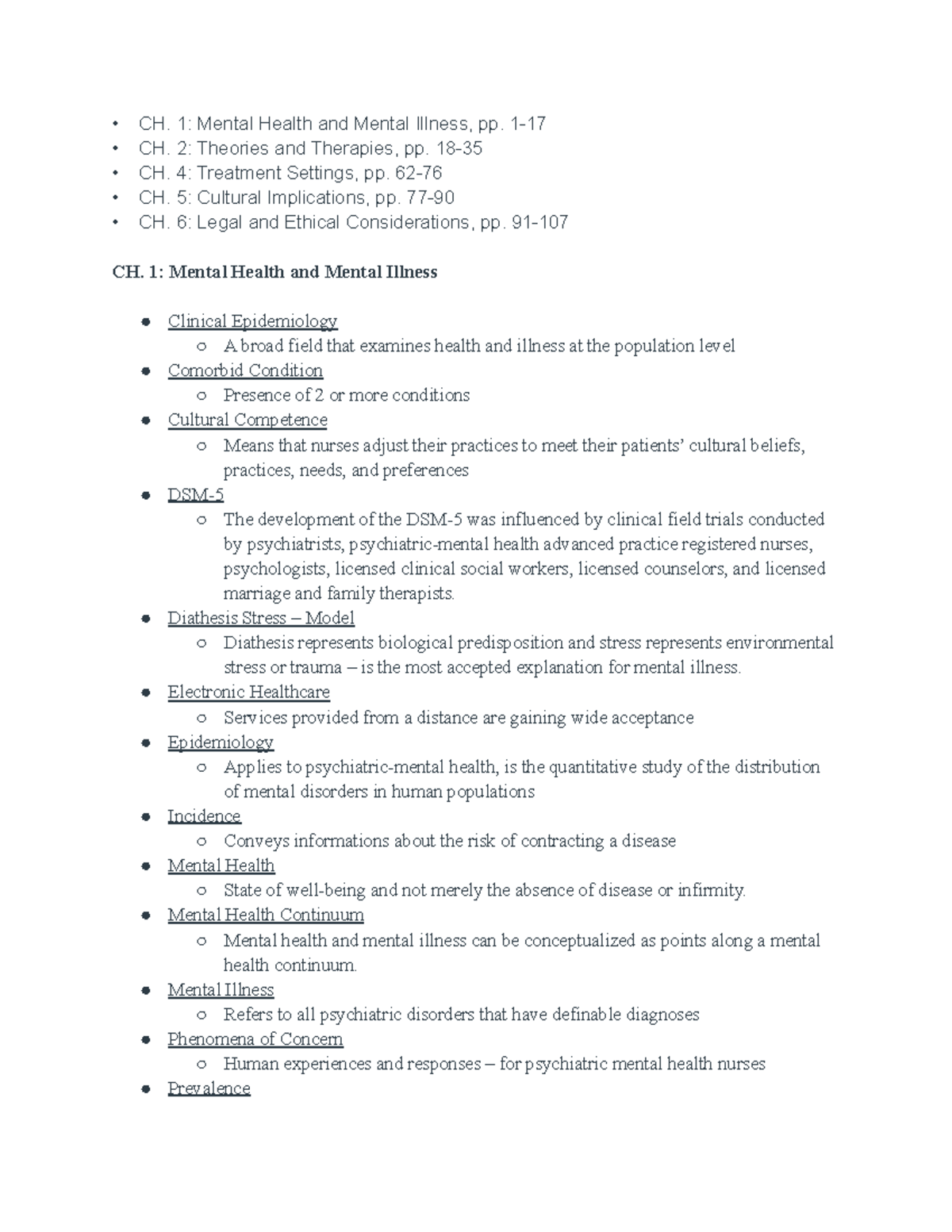 MH Unit 1 Textbook Vocab - CH. 1: Mental Health and Mental Illness, pp ...