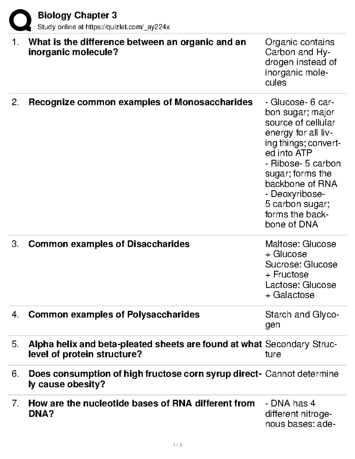 Biology Chapter 3 StuDocu