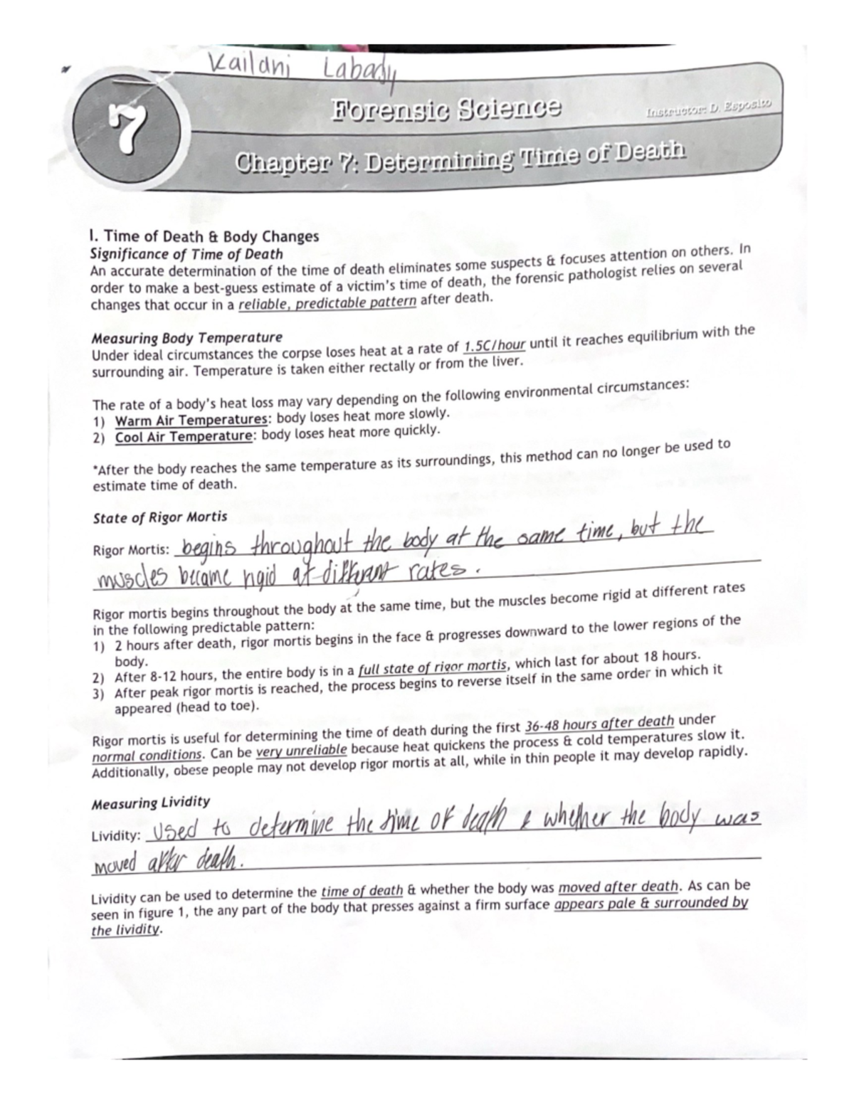 Chapter 7 Determining Time of Death - Studocu