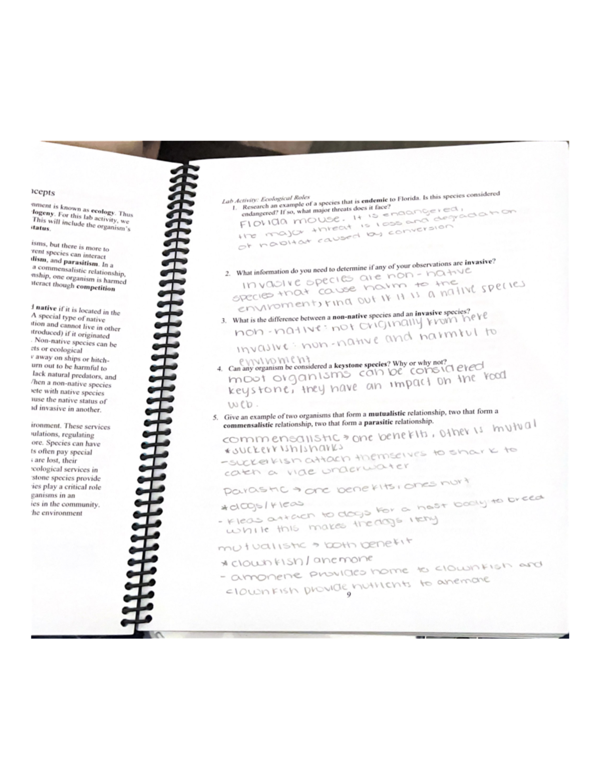 BSC 2011 WB week 1-3 - Biology Lab Workbook pages 9,11,15,23,27,29,30 ...