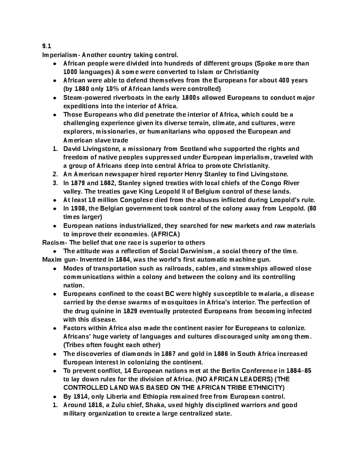 World History Notes on module 9 - Google Docs - 9. Imperialism- Another ...