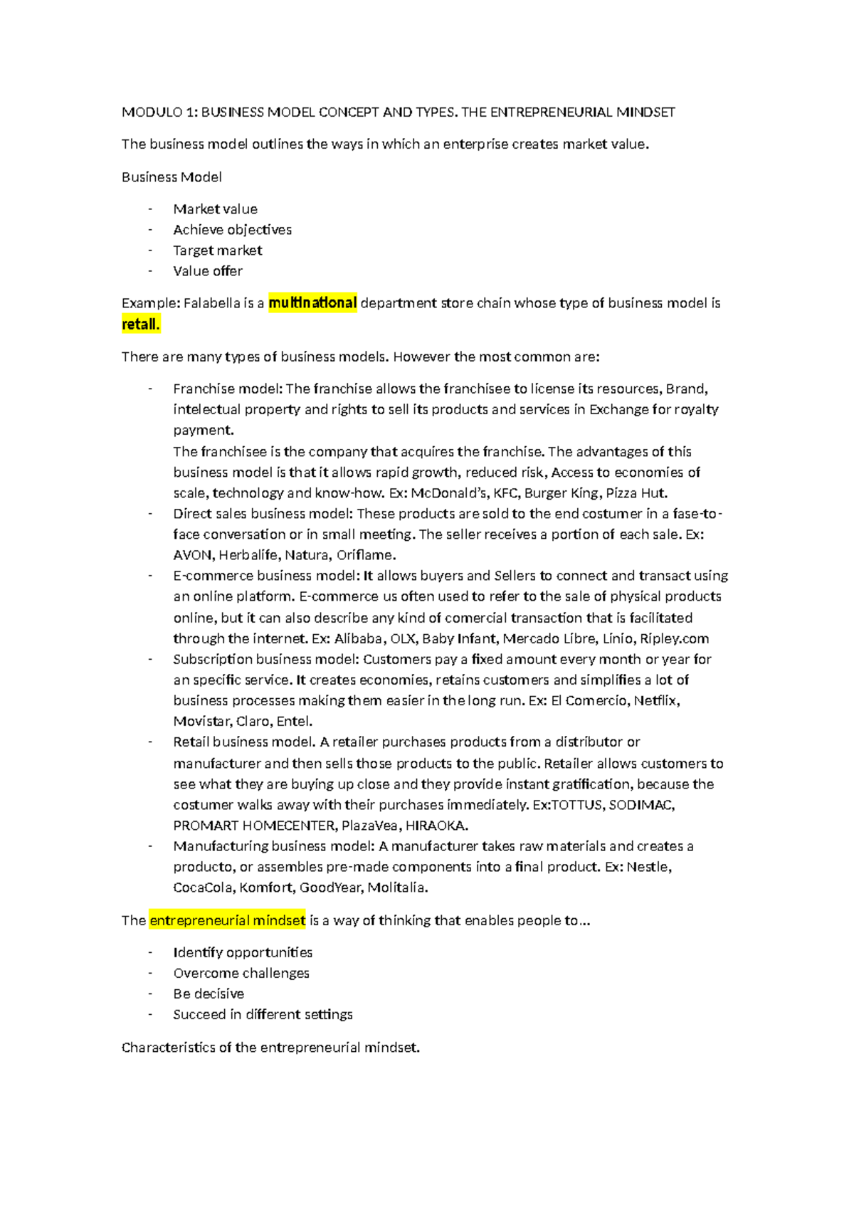 English FOR Business - Clases - MODULO 1: BUSINESS MODEL CONCEPT AND ...