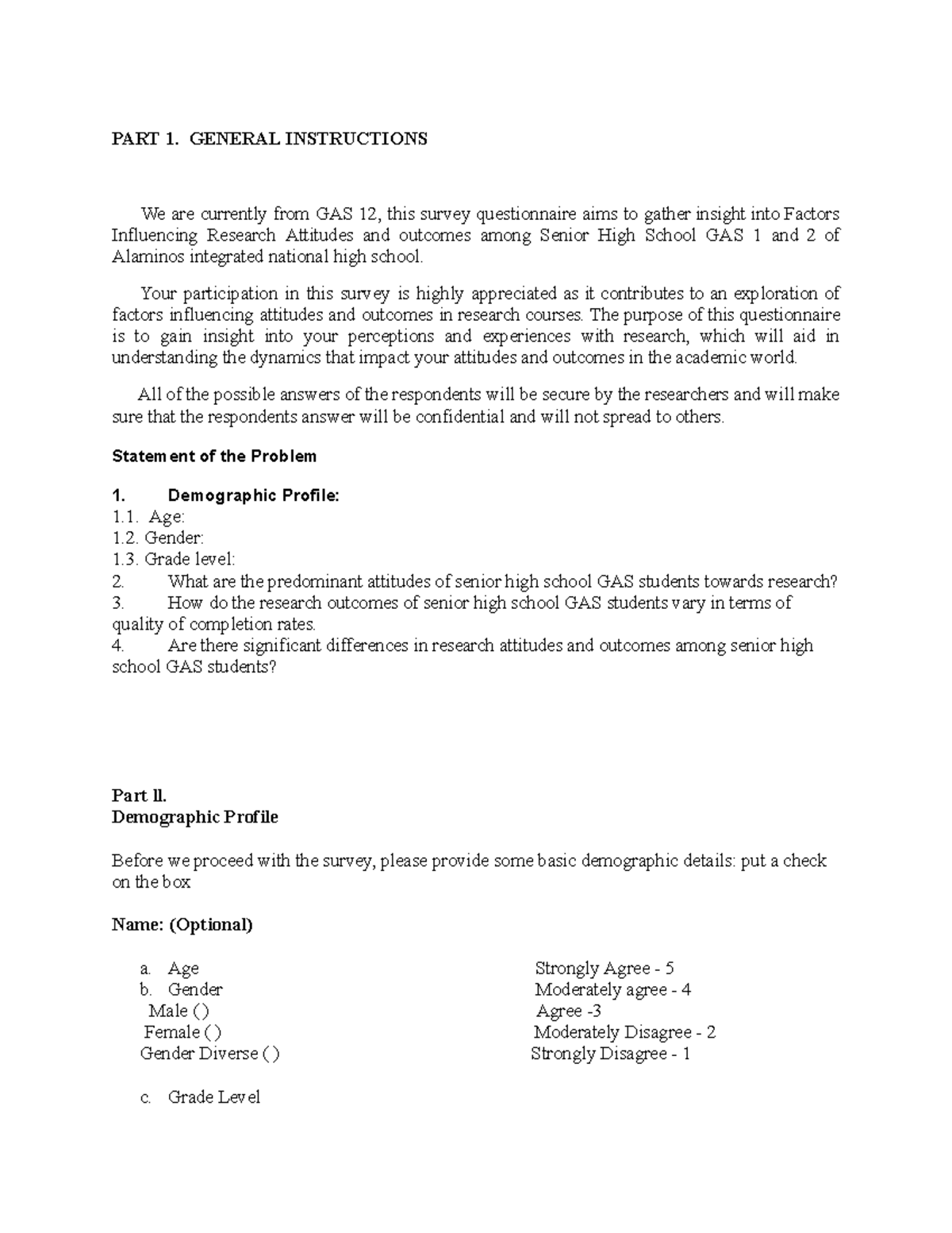 Survey- Review-1 - PART 1. GENERAL INSTRUCTIONS We are currently from ...