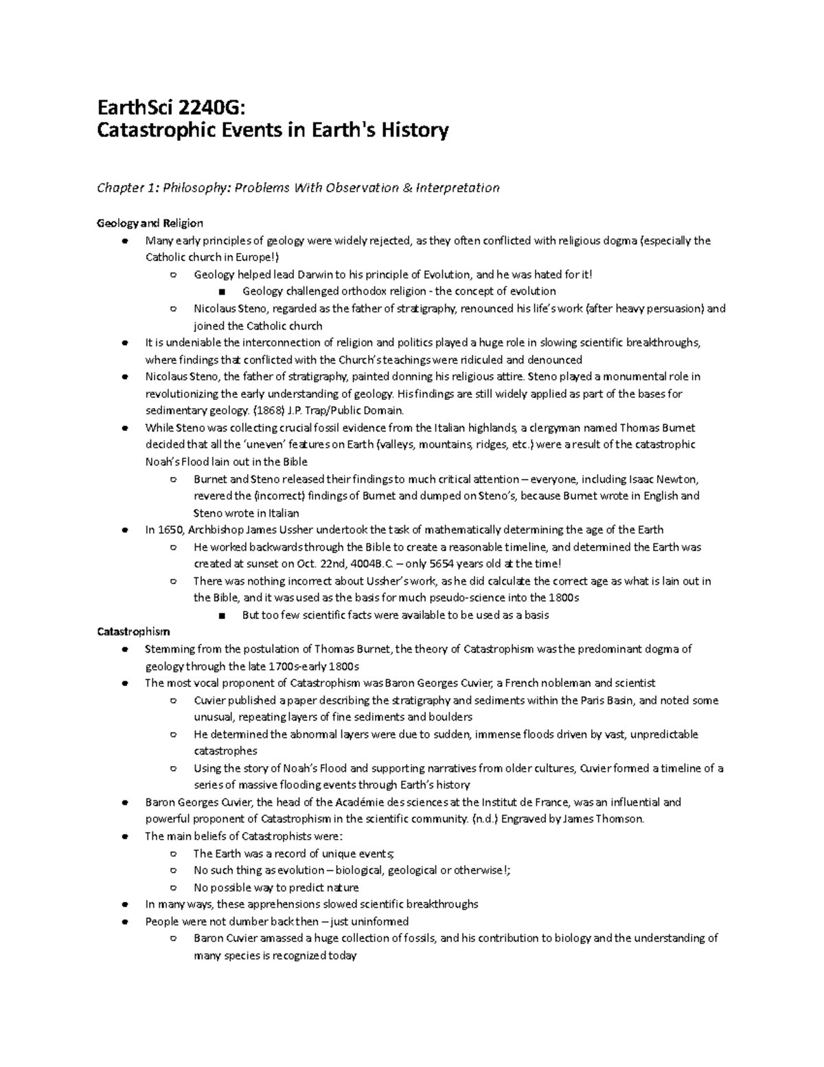 Earth Sci 2240 - Chapter 1 - EarthSci 2240G: Catastrophic Events in ...
