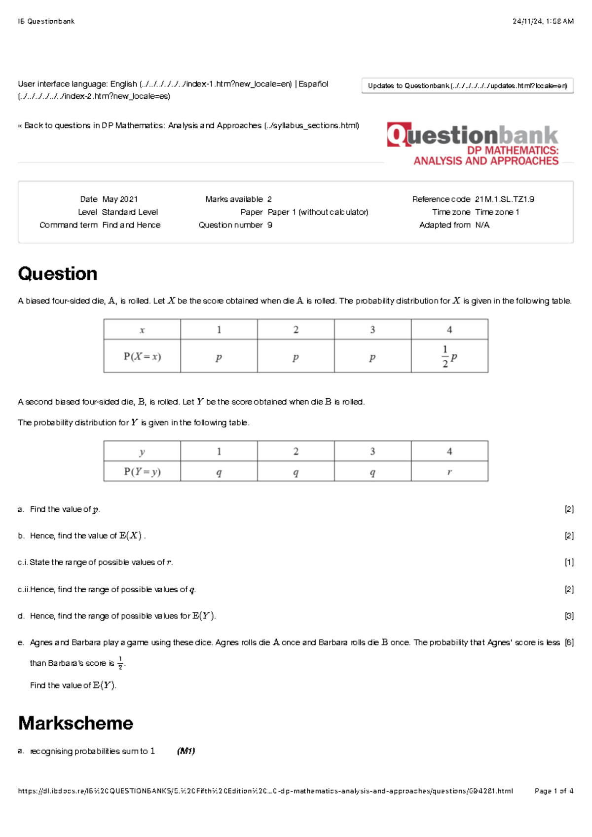 A4 - Statistics questions on distributions iB past papers - User ...