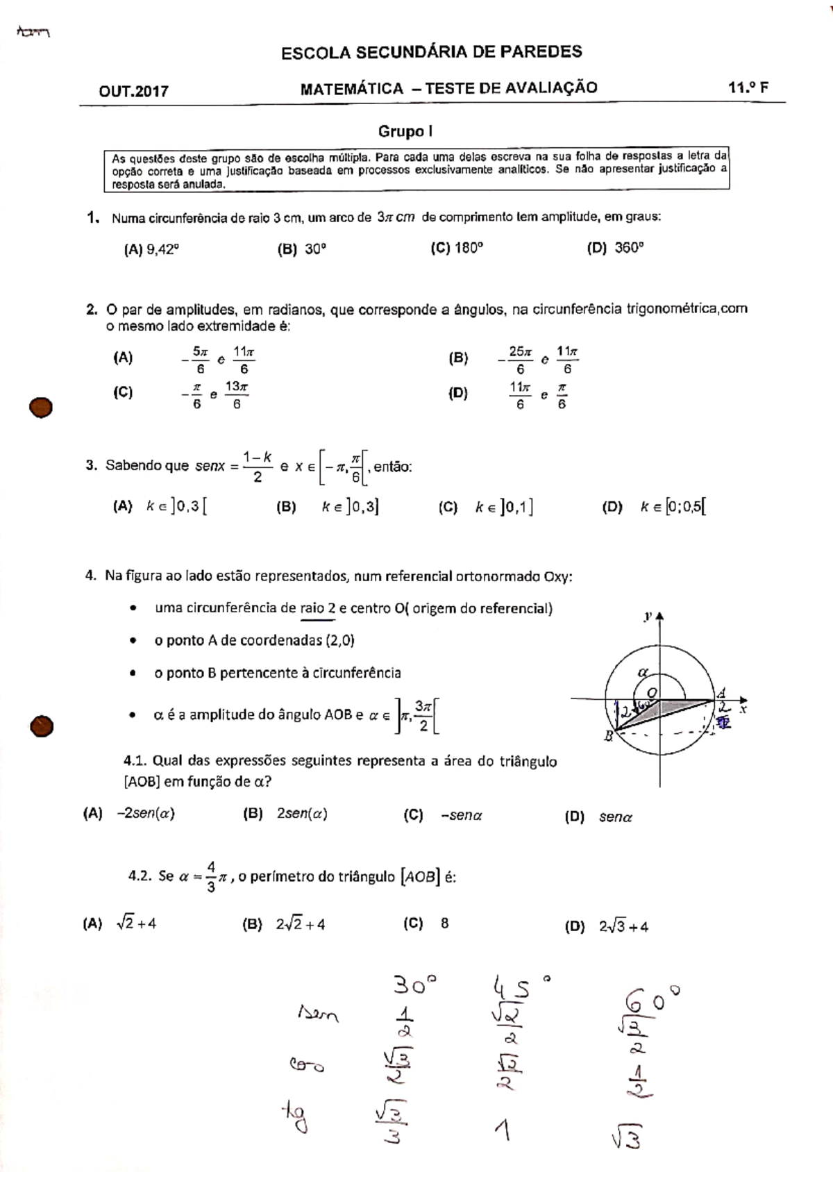 Matemática - 11° ano - Matemática A - Formação Específica - Studocu