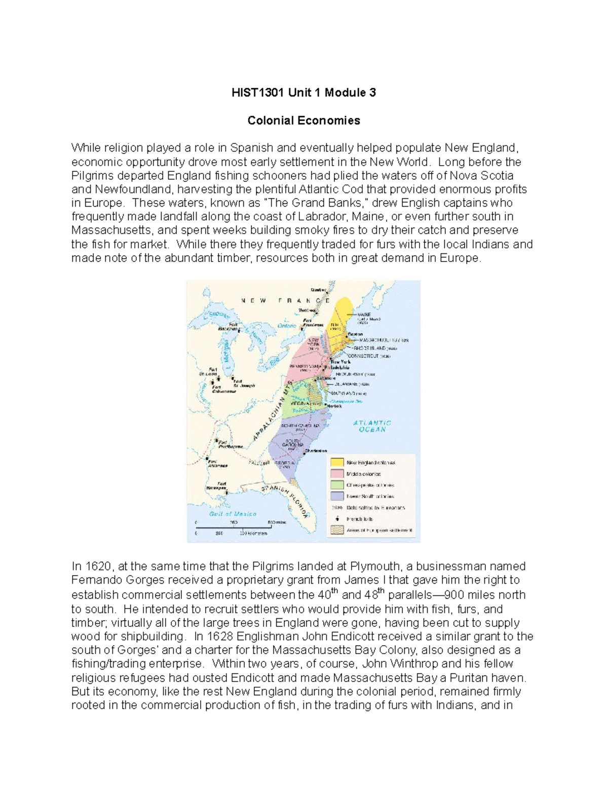 HISt1301 Unit 1 Module 3 Reading - HIST1301 Unit 1 Module 3 Colonial ...