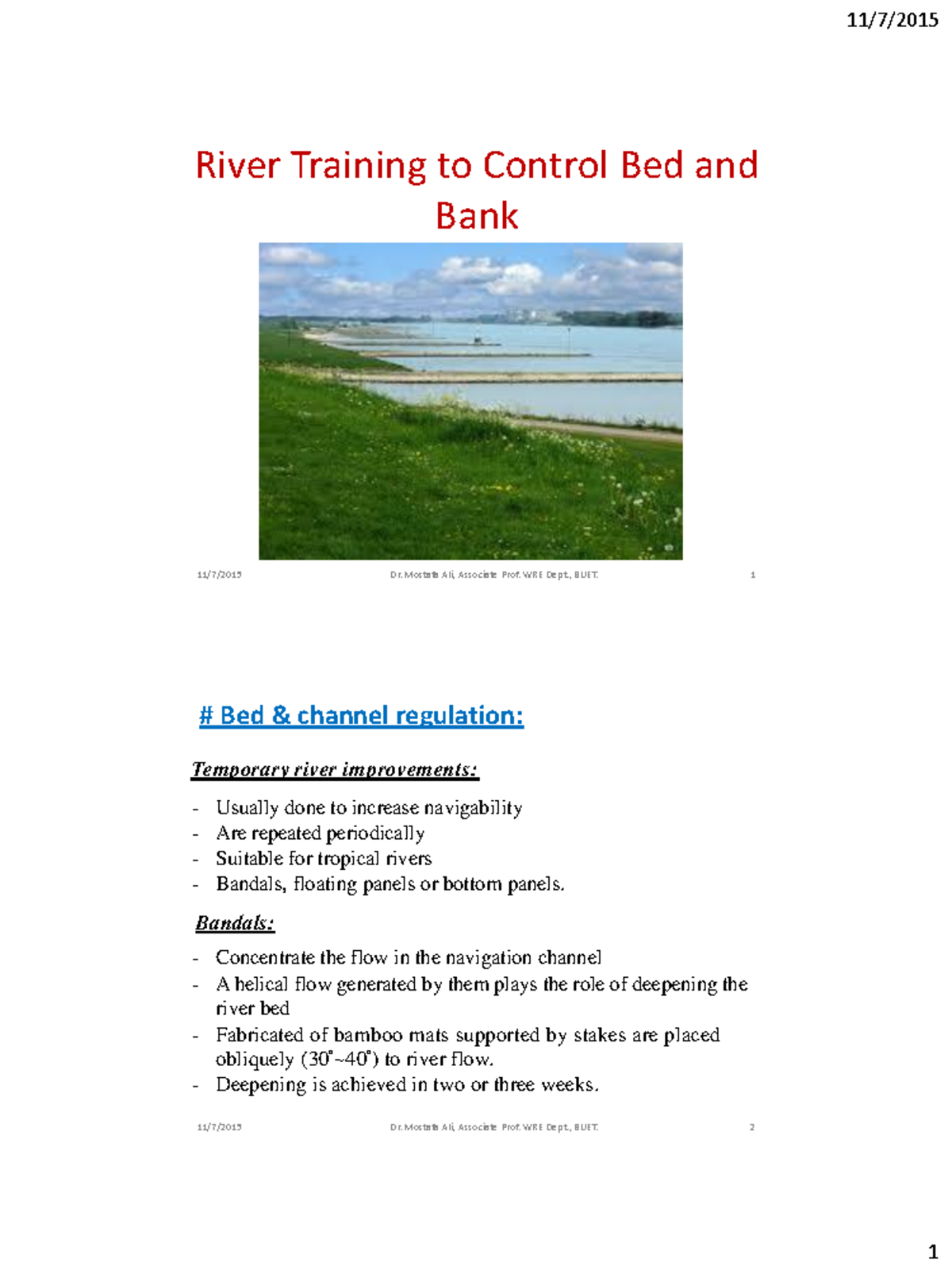 6 River Training to control bed - River Training to Control Bed and ...