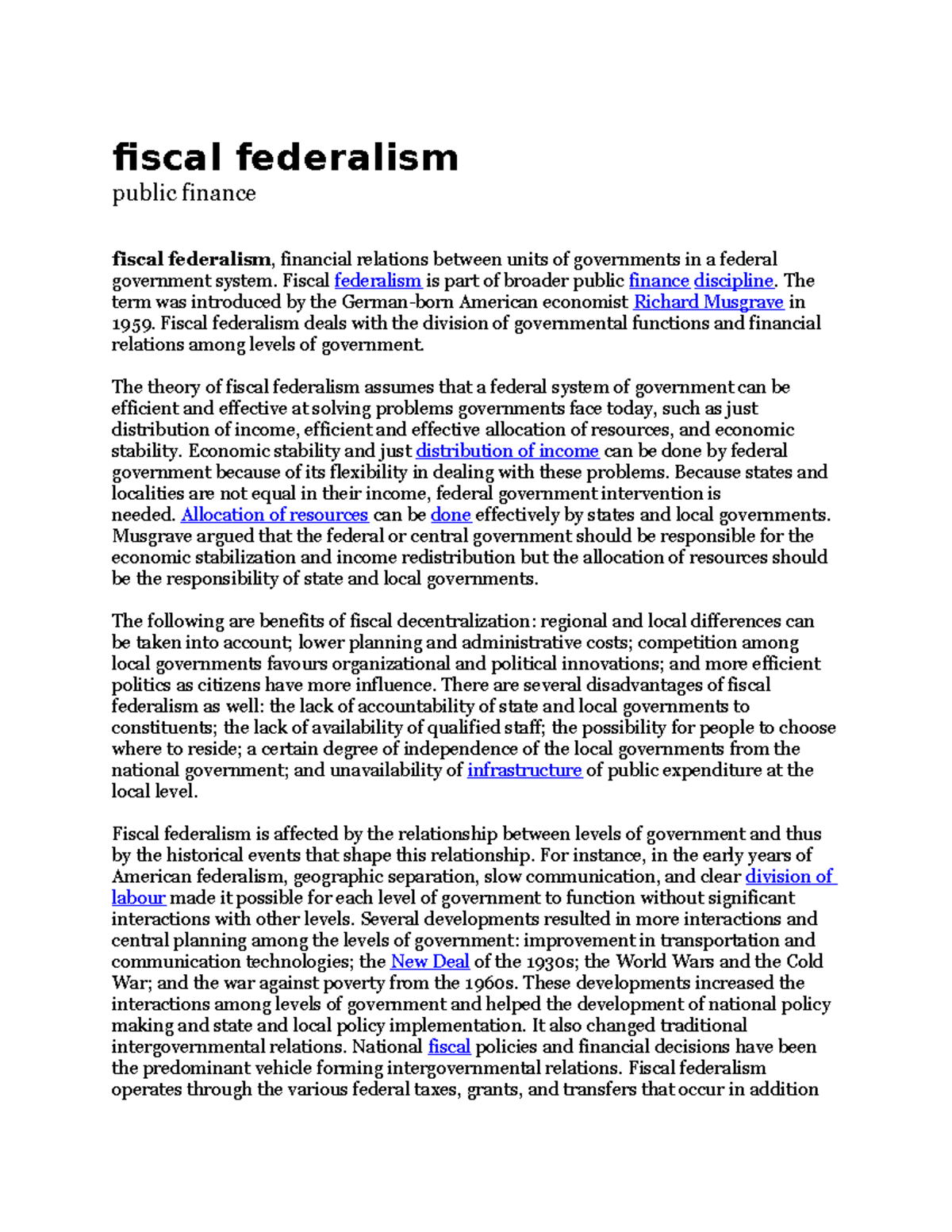 Public Finance - Notes - fiscal federalism public finance fiscal ...
