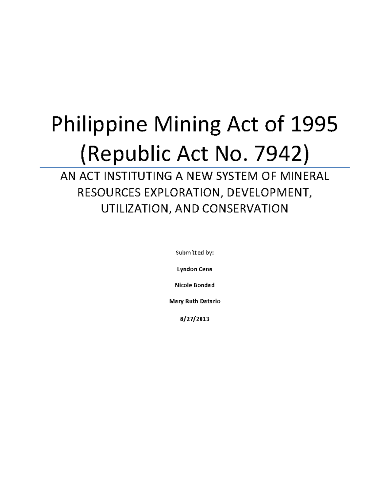 Lecture notes and reviewers formpolitical law - Philippine Mining Act ...