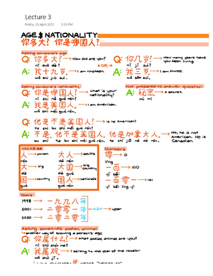 5 notes notes chinese - Chinese 1 Notes Lesson 5 1 ) Place 有 something ...