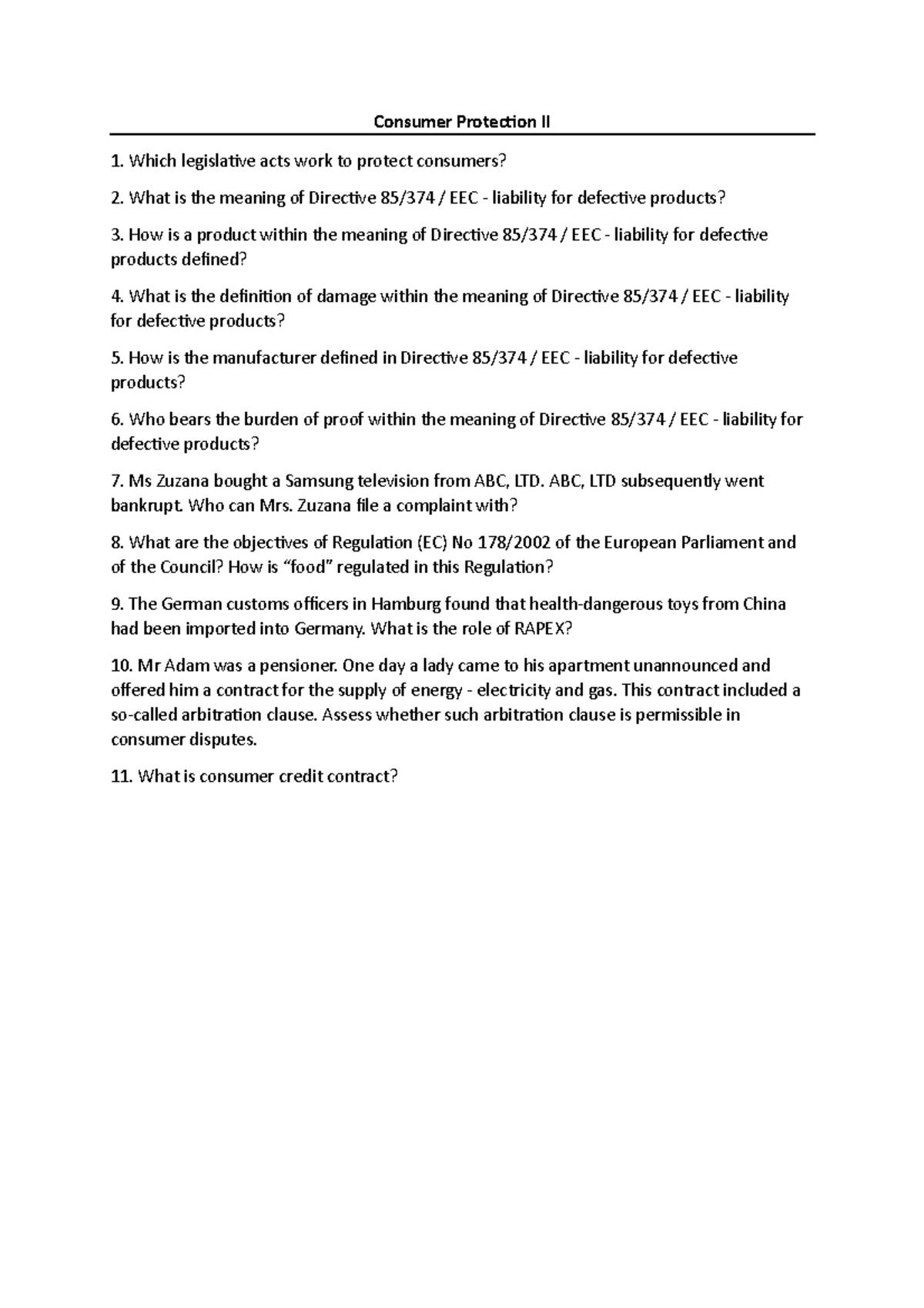 11 seminar- Consumer Protection - Consumer Protection II Which ...