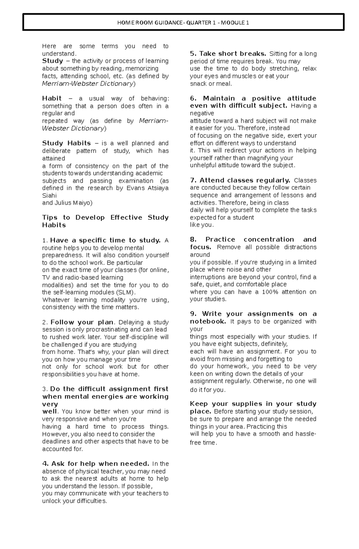 HRG-1 - this module helps you to attain the goal - Here are some terms ...