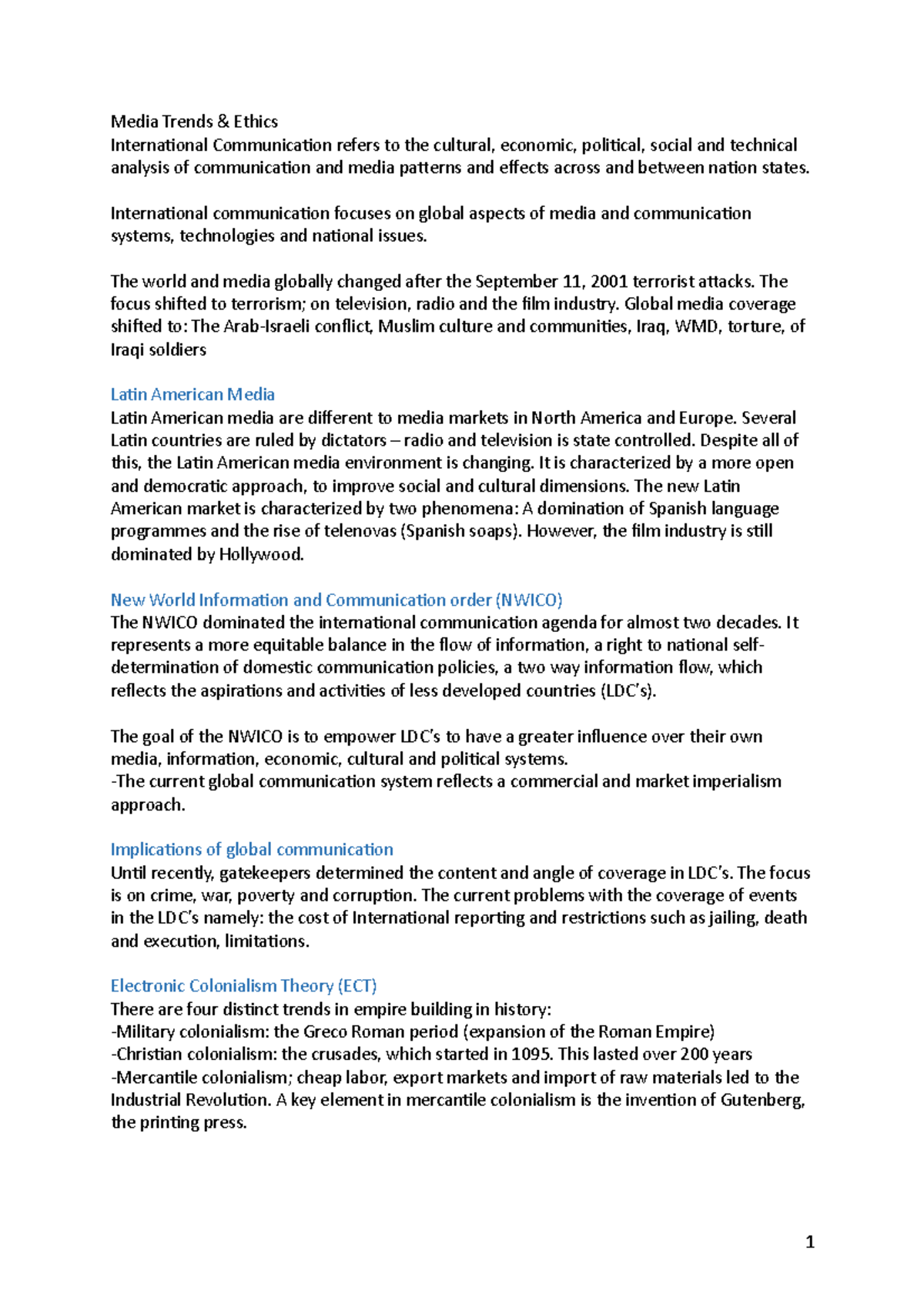 Media Trends&Ethics - Media Trends & Ethics International Communication ...