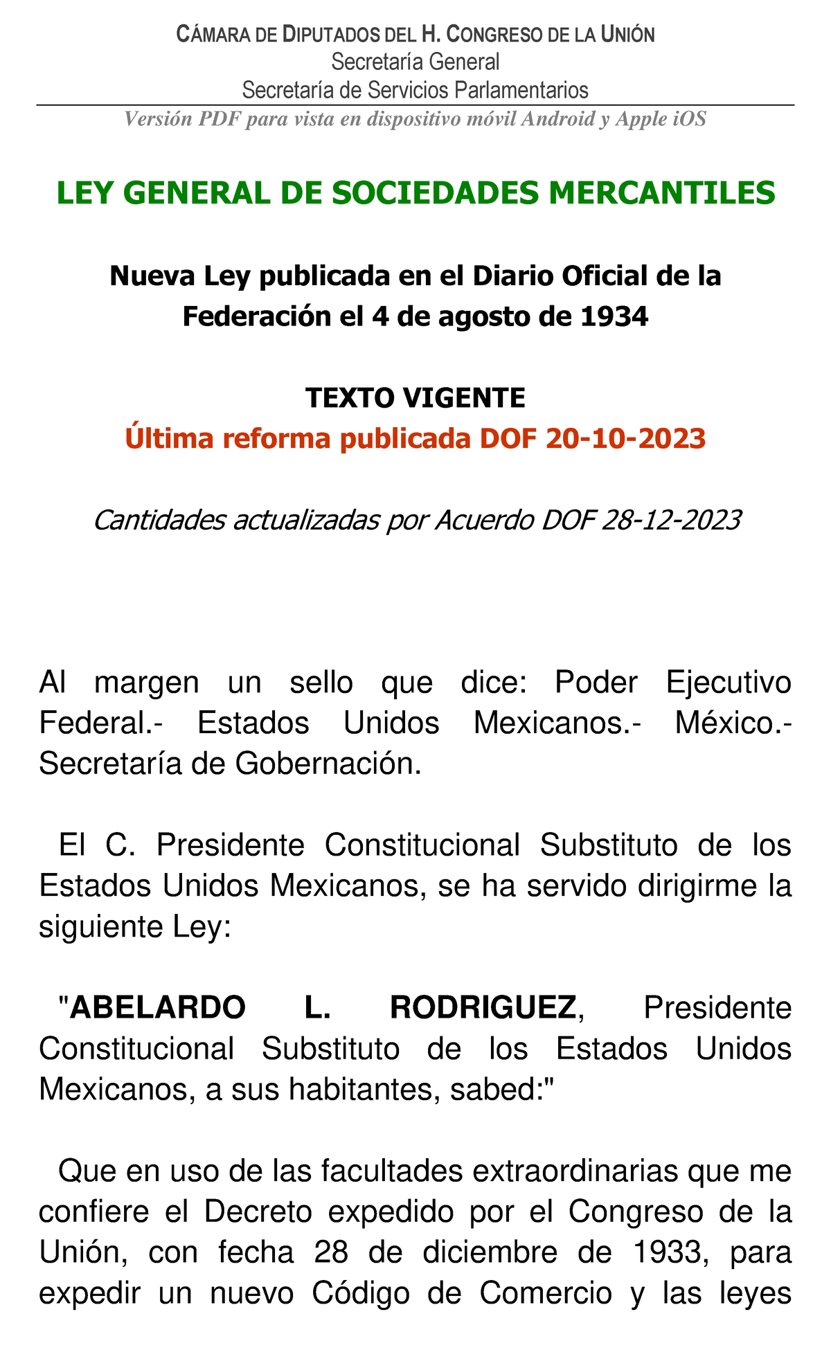 Ley General de Sociedades Mercantiles - CÁMARA DE DIPUTADOS DEL H ...