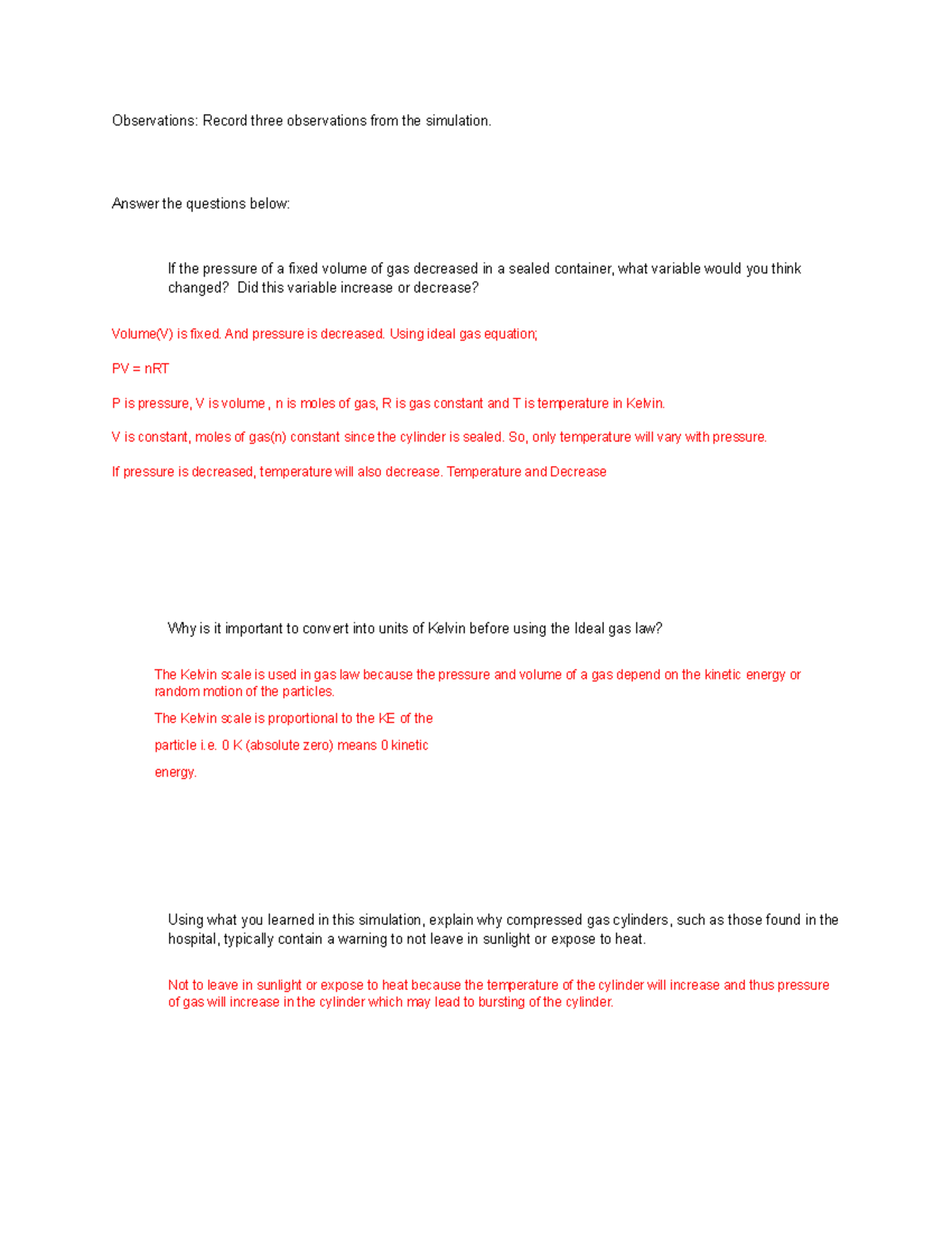 Lab four lab 1 doc - Chemistry answers - Observations: Record three ...