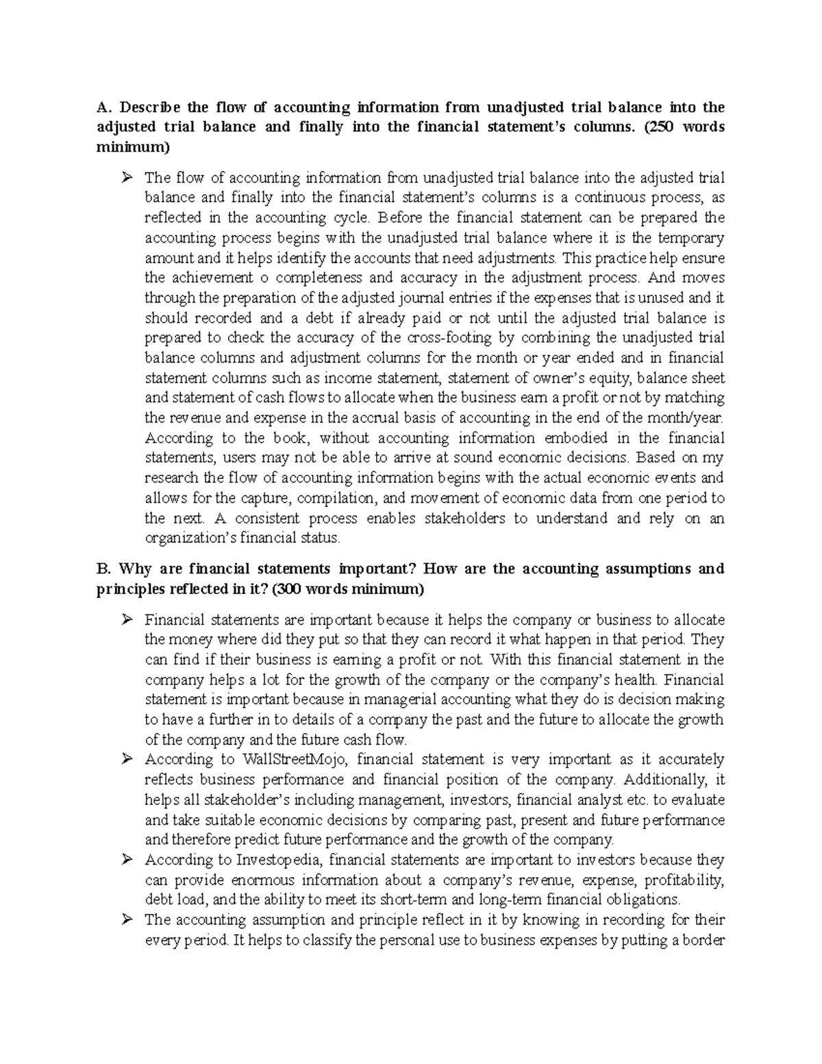 E- Tivity 8 BFAR - A. Describe the flow of accounting information from ...