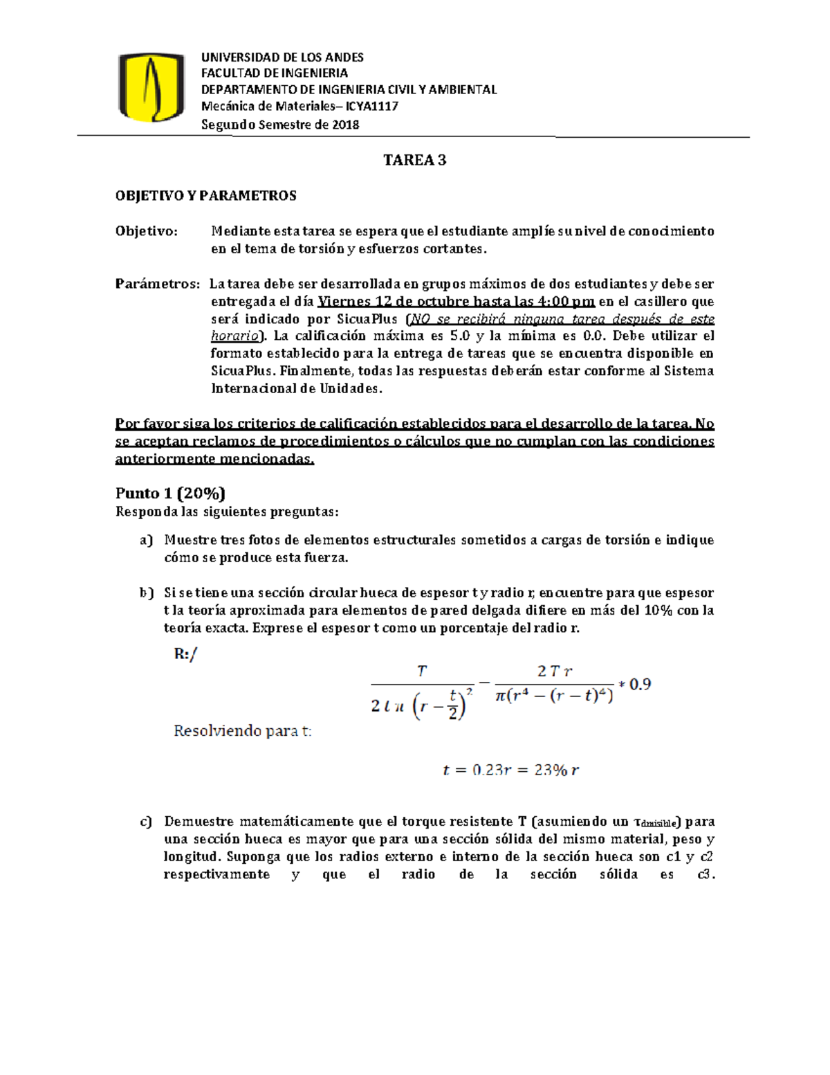Tarea 3 - Solución 2do semestre - Warning: TT: undefined function: 32 FACULTAD DE INGENIERIA ...