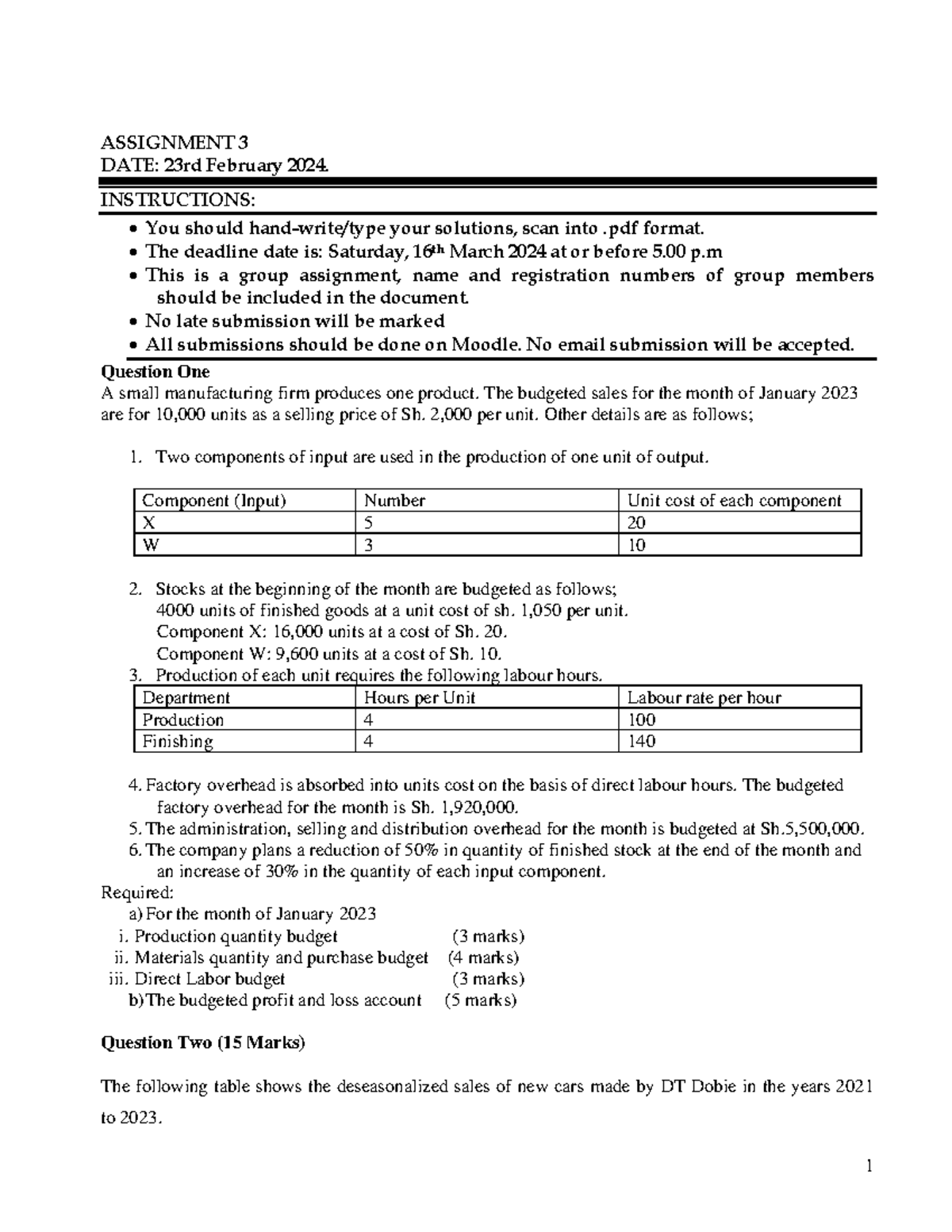 Assignment Three - lecture notes - 1 ASSIGNMENT 3 DATE: 23rd February ...