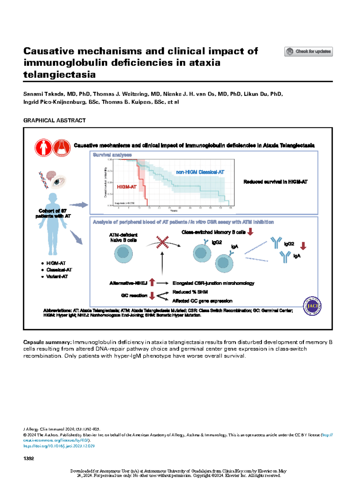 Ataxia - Causative mechanisms and clinical impact of immunoglobulin ...