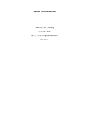 A proposal - N/A - Evaluating the Impact of the Expansion Of Medicaid ...