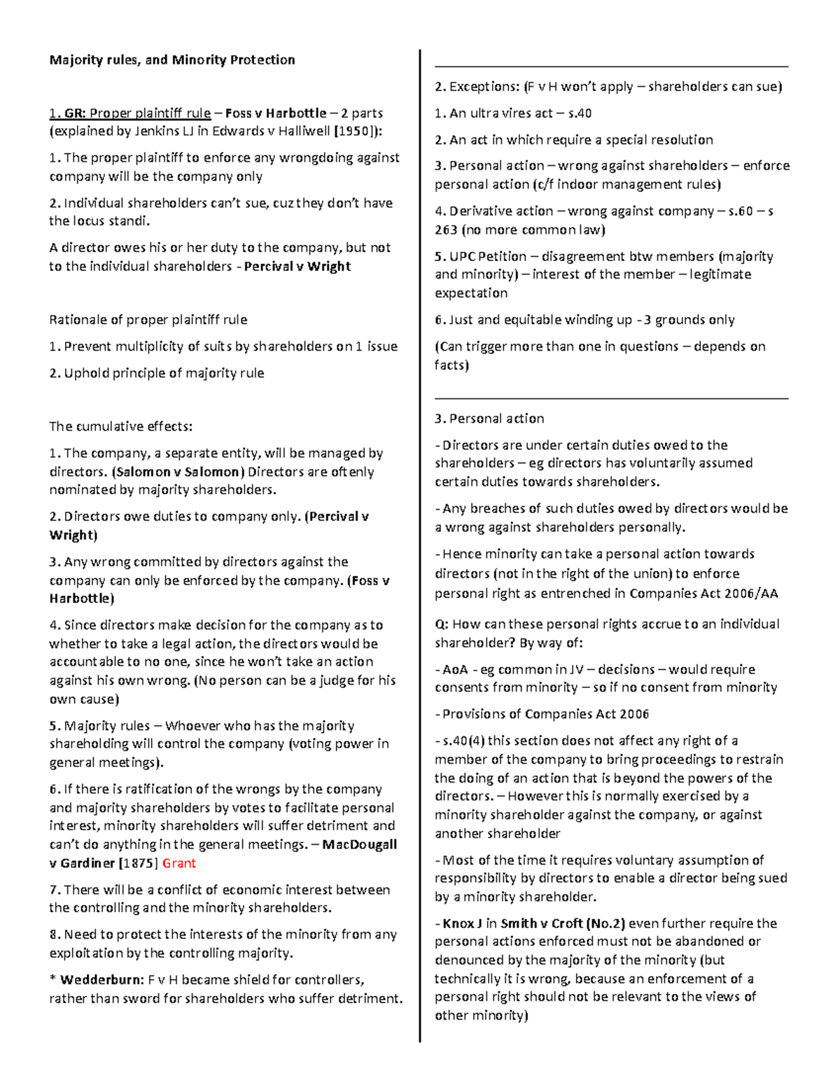 Minority Protection Exam Notes - Majority rules, and Minority ...