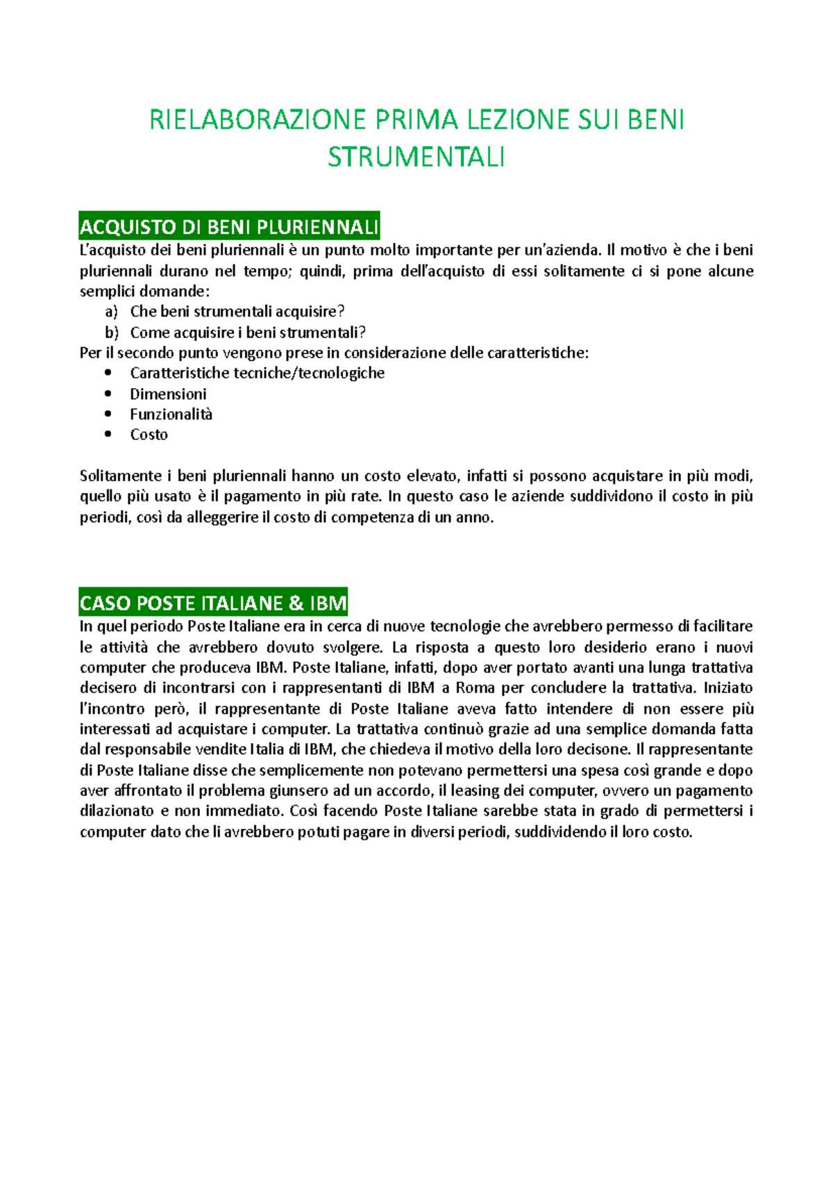 Rielaborazione BENI Pluriennali - RIELABORAZIONE PRIMA LEZIONE SUI BENI ...
