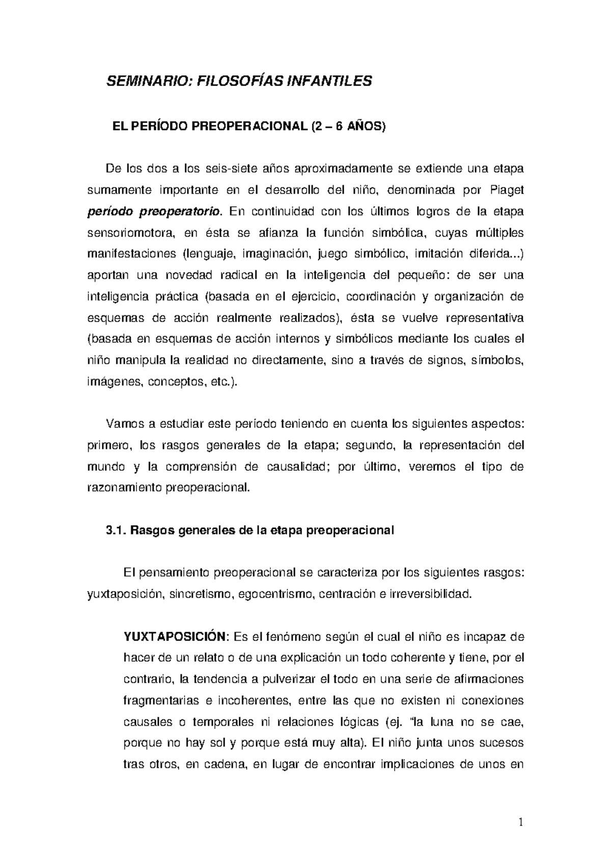 Filosofias infantiles - SEMINARIO: FILOSOFÍAS INFANTILES EL PERÍODO ...