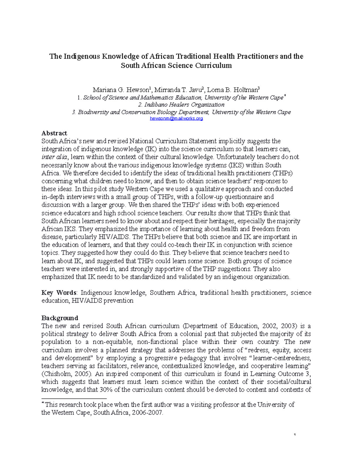 The indigenous knowledge of African trad - The Indigenous Knowledge of ...