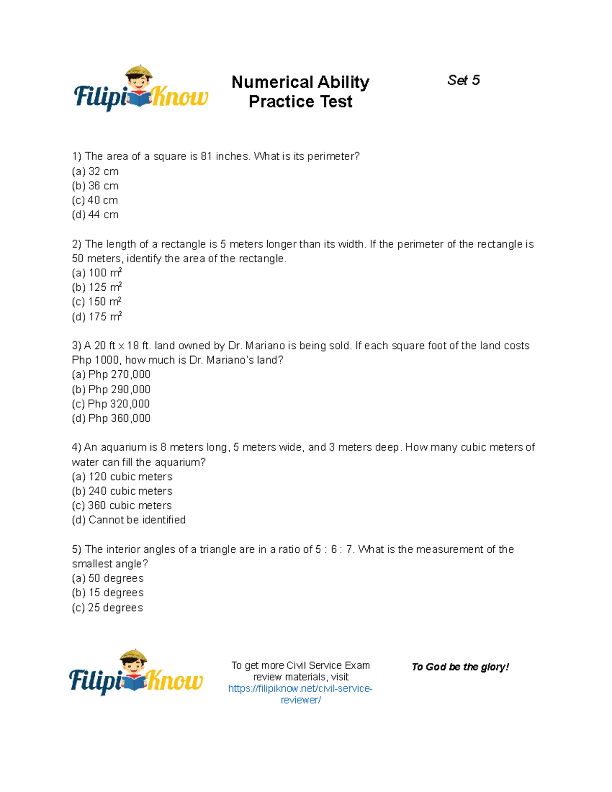 Numerical Ability Practice Questions Set 5 - Numerical Ability Practice ...