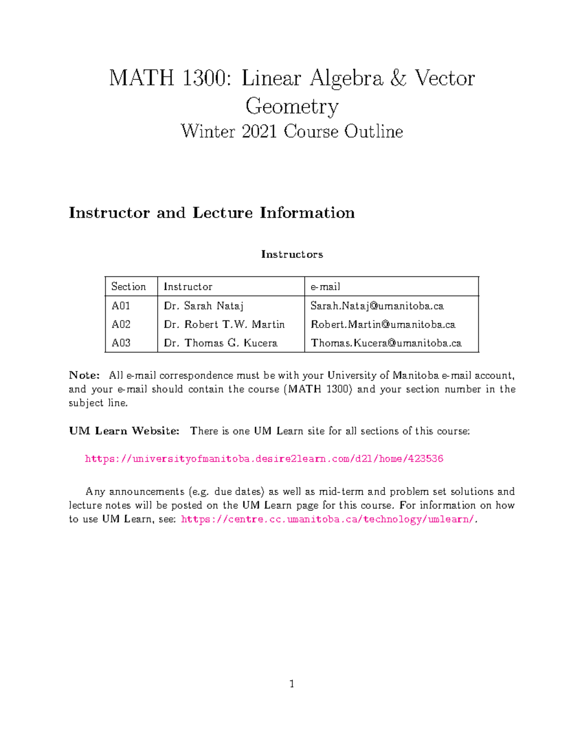 M1300-Pratice Material Outline - MATH 1300: Linear Algebra & Vector ...