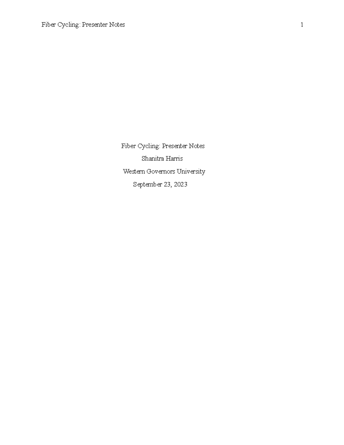 Presenter Notes - First time pass. - Fiber Cycling: Presenter Notes ...
