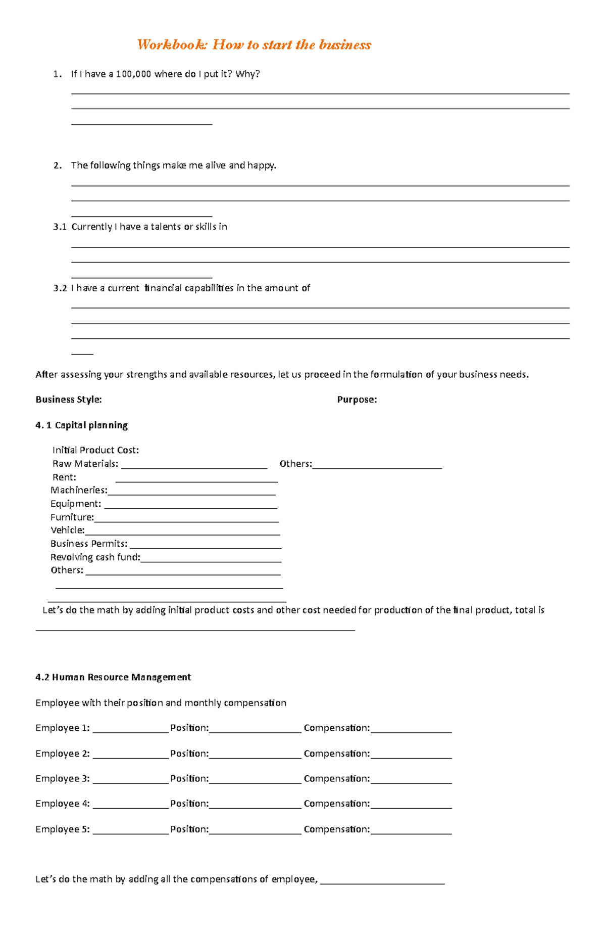 Webinar-2-Workbook - Work book on how to start a business to be a ...