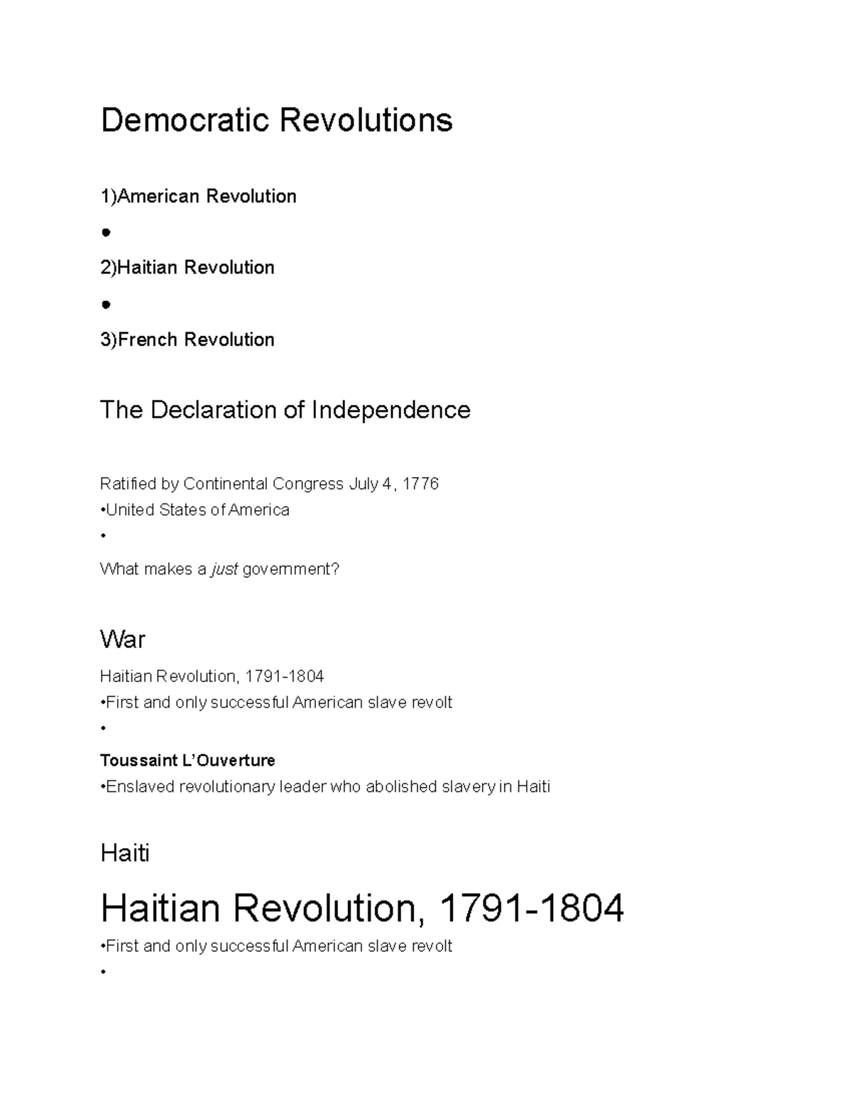 Democratic Revolutions - Democratic Revolutions 1)American Revolution 2 ...