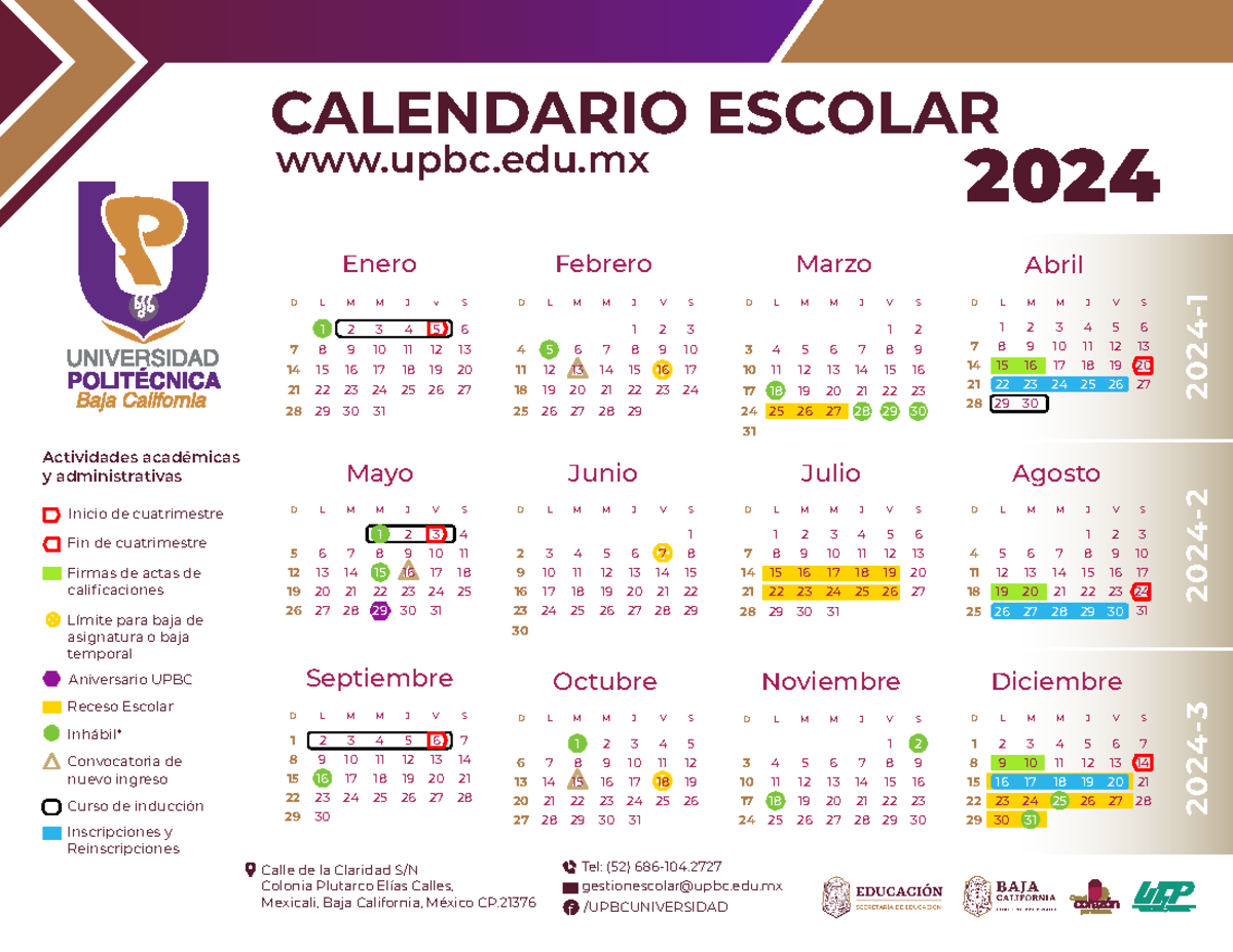 UPBC Calendario 2024 carta Vr2 - Calle de la Claridad S/N Colonia ...
