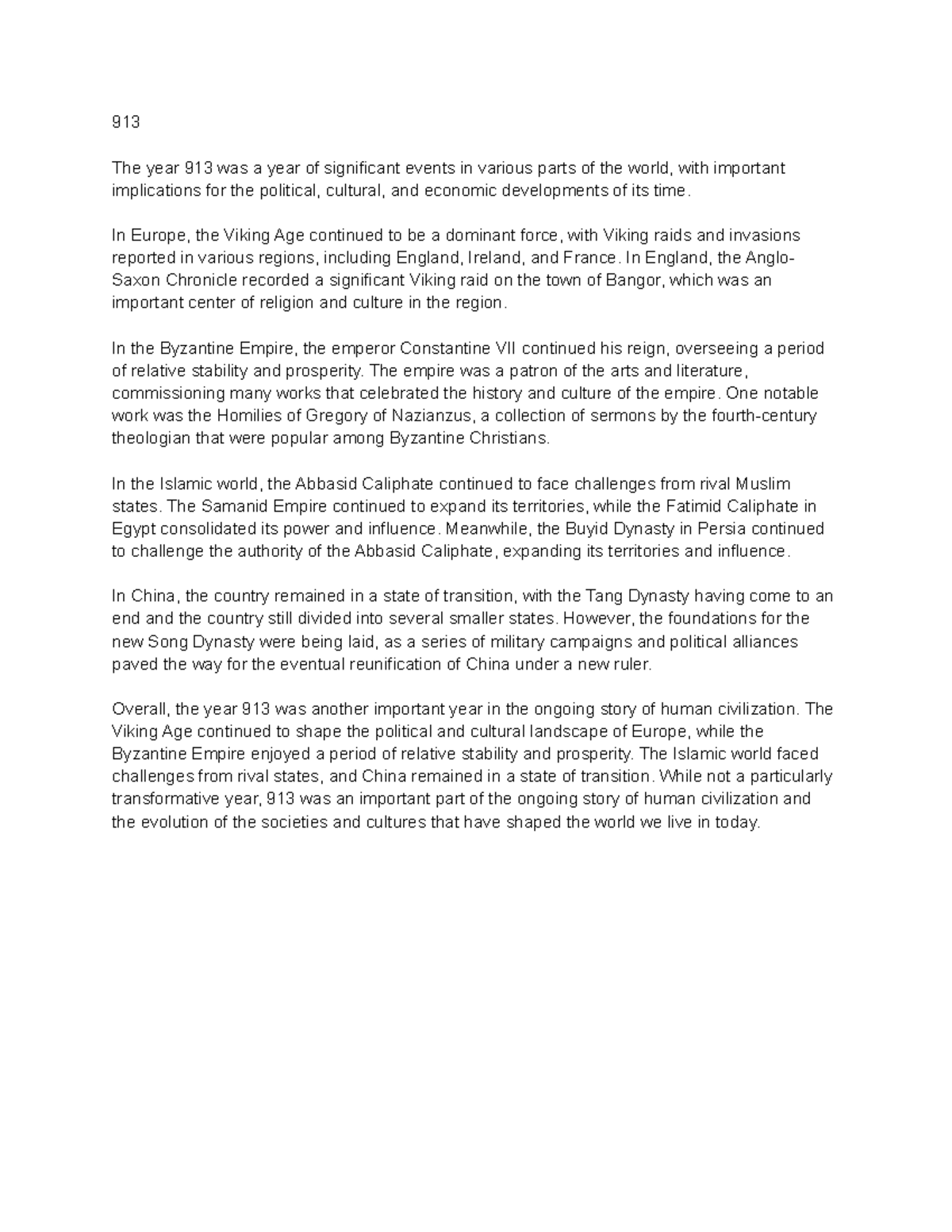 Untitled document (71) - 913 The year 913 was a year of significant ...