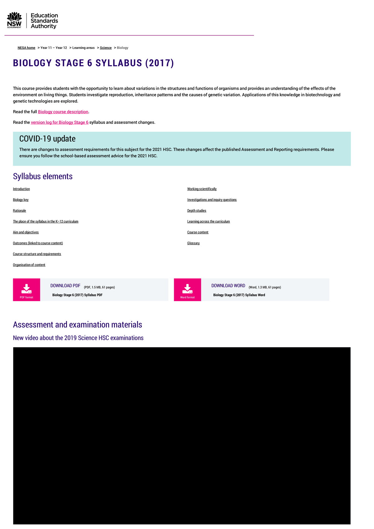 Biology NSW Education Standards - NESA home > Year 11 – Year 12 ...