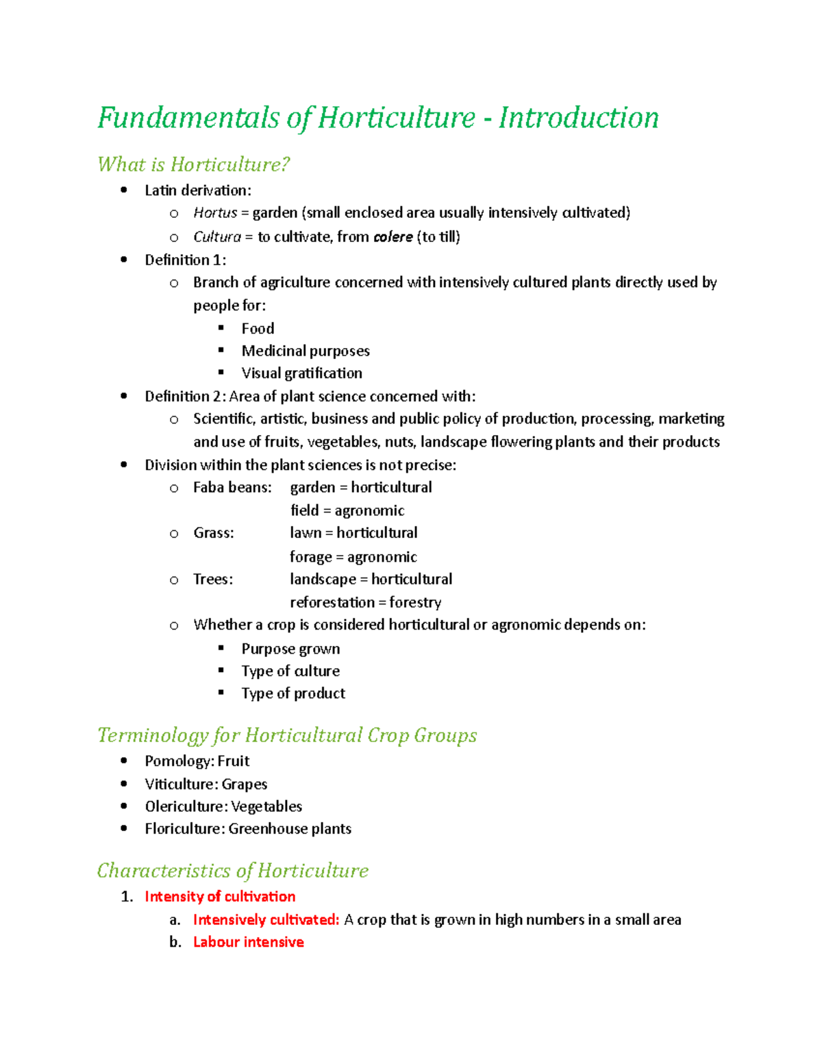 Unit 1 Introduction - Lecture notes 1-5 - Fundamentals of Horticulture ...