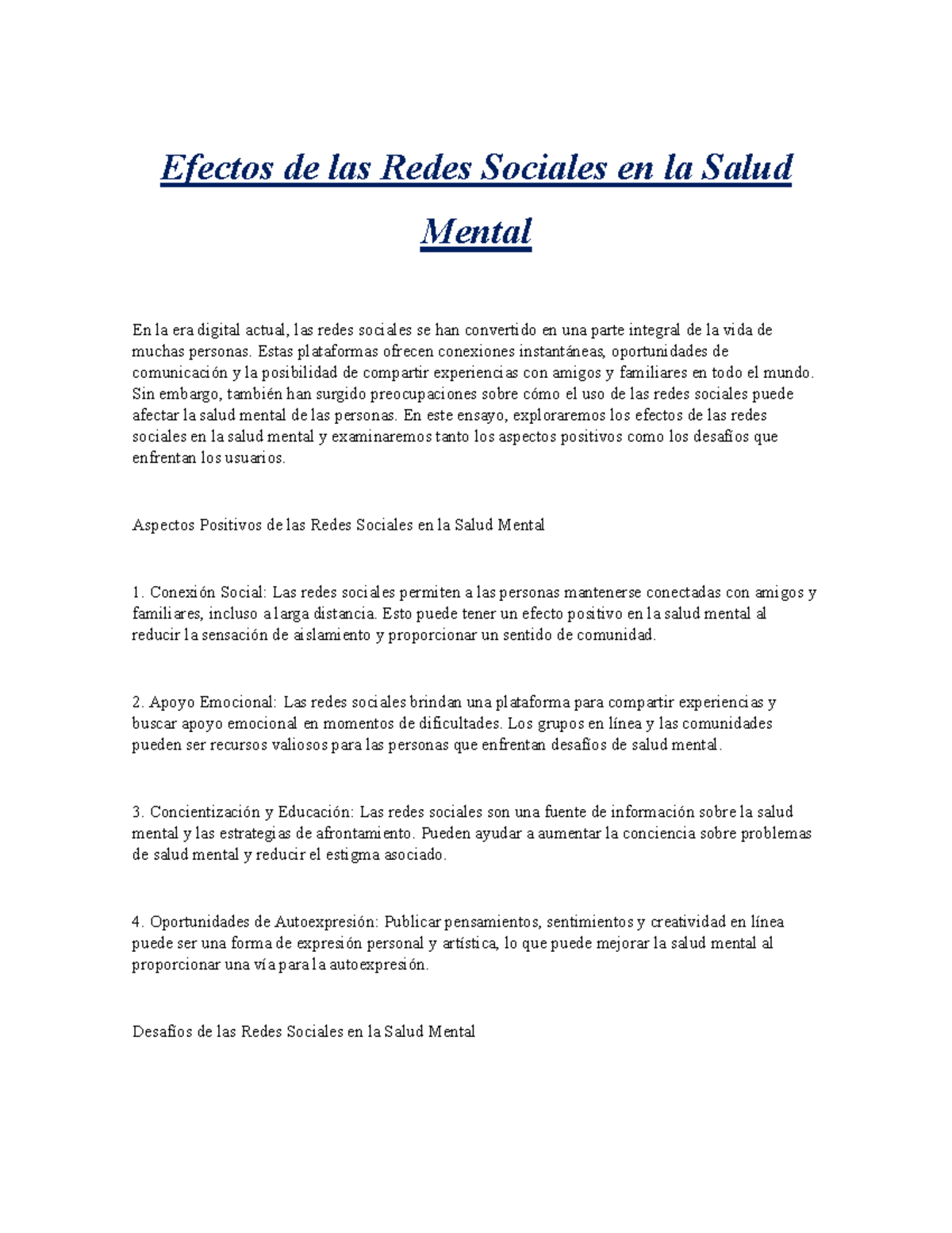 Efectos de las Redes Sociales en la Salud Mental - Estas plataformas ...