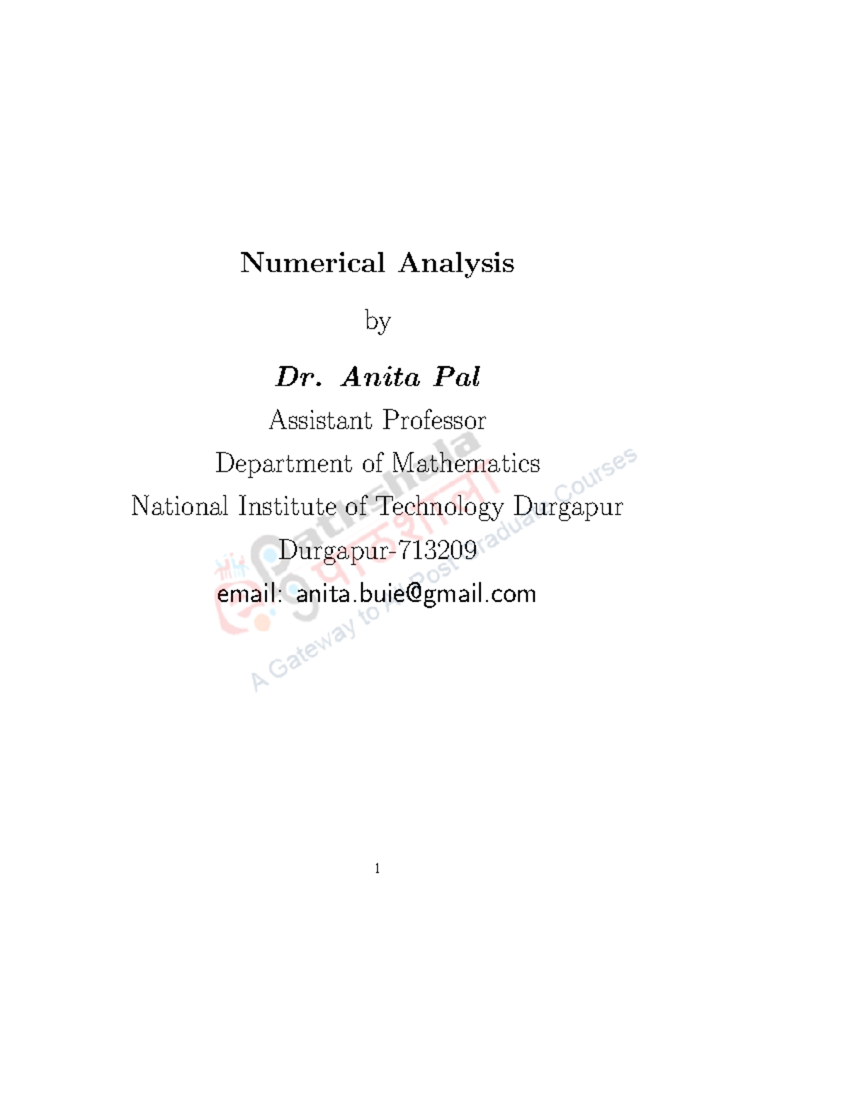 Monte carlo method - NUMERICAL ANALYSIS - Numerical Analysis by Dr. Anita Pal Assistant ...
