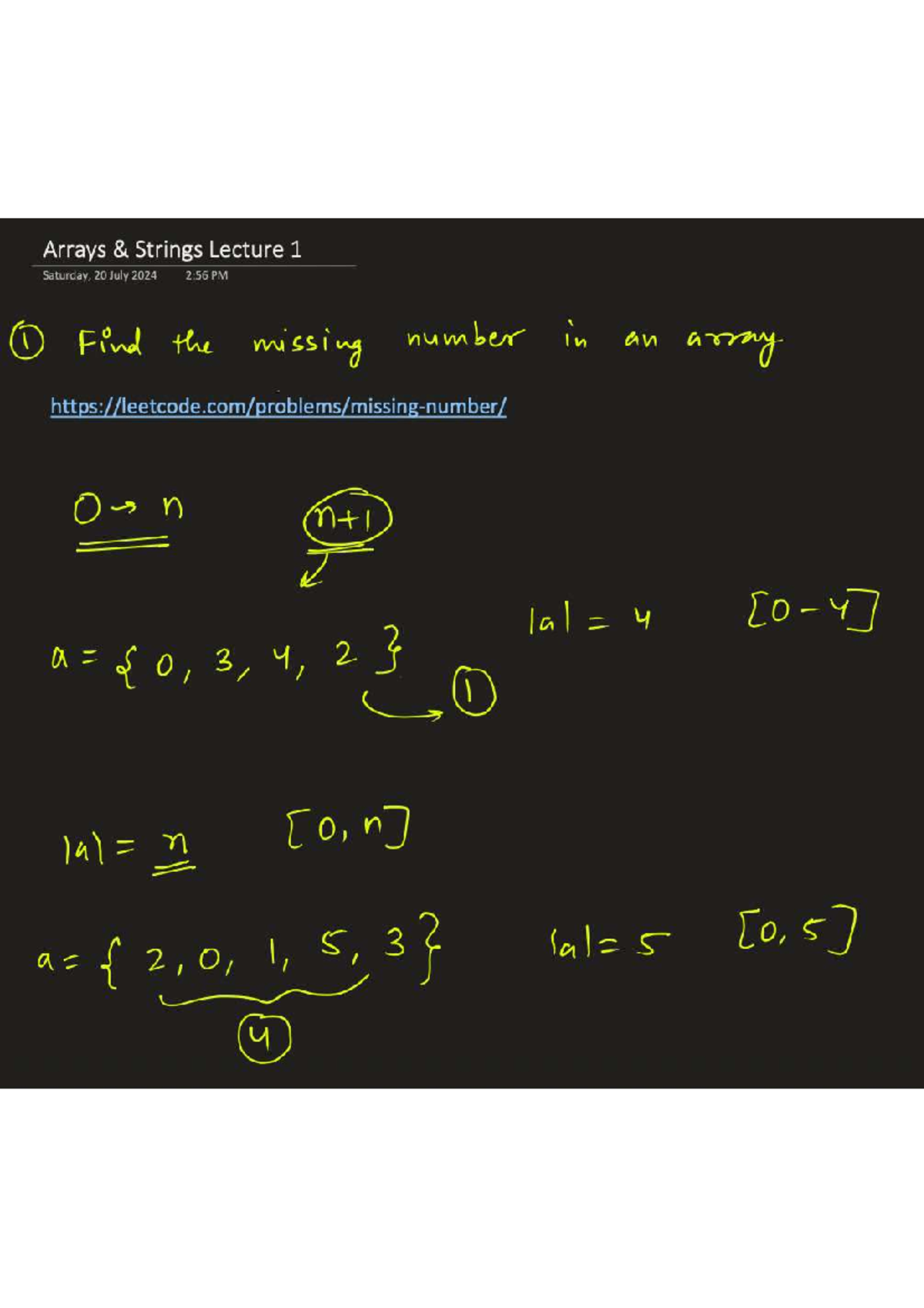 1721667754 Array Notes Arrays Strings Lecture 1 Saturday 20 July 2024 256 Pm I Find The