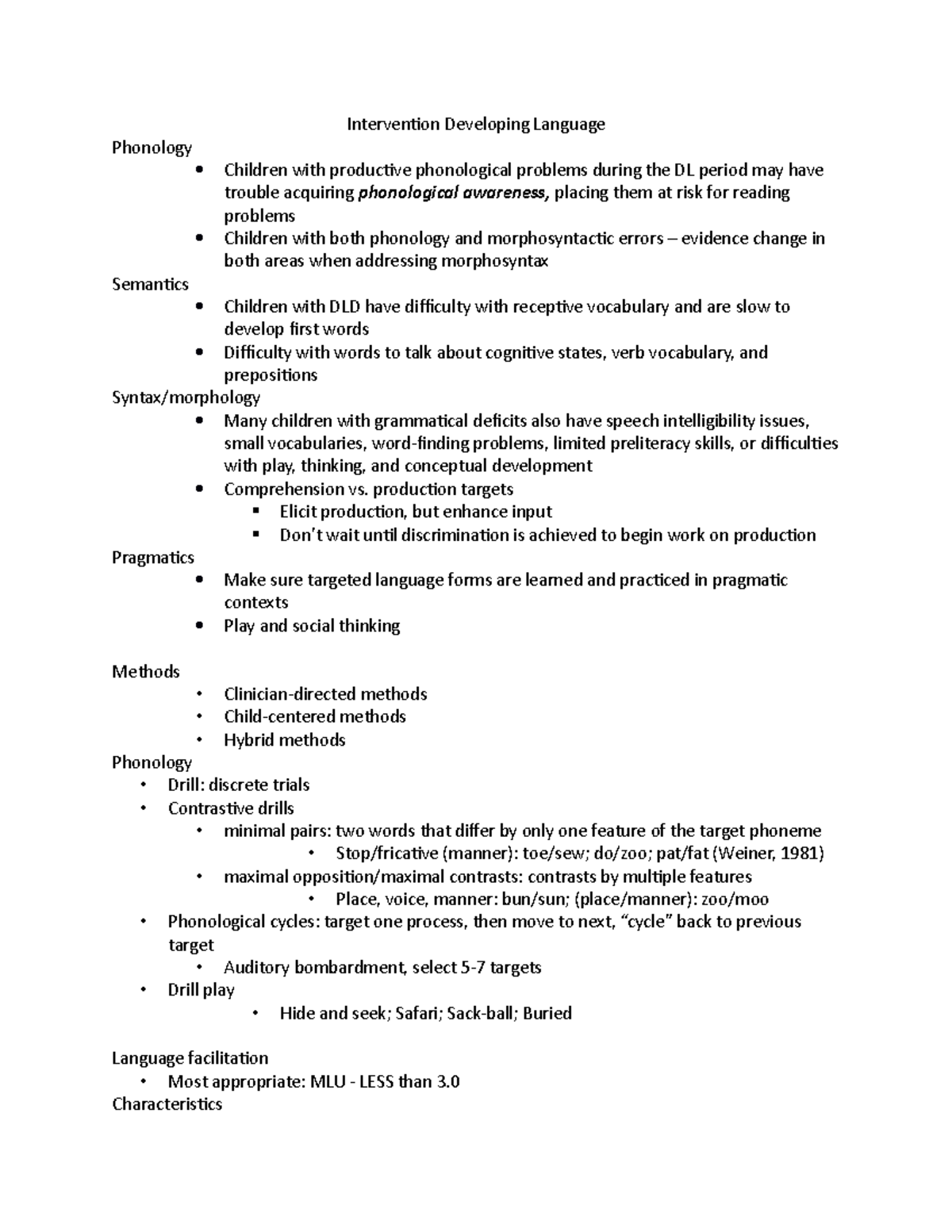 Intervention Developing Language - Intervention Developing Language Phonology Children with ...