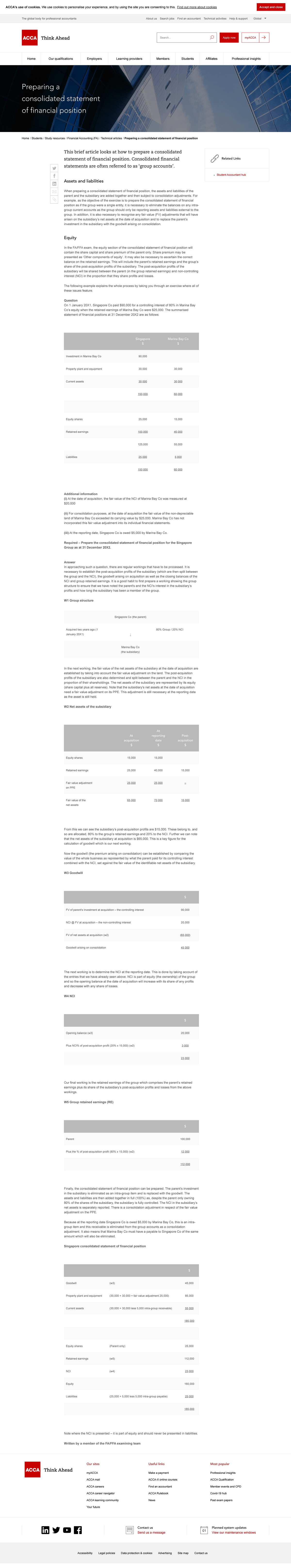 Preparing a consolidated statement of financial position ACCA Global ...