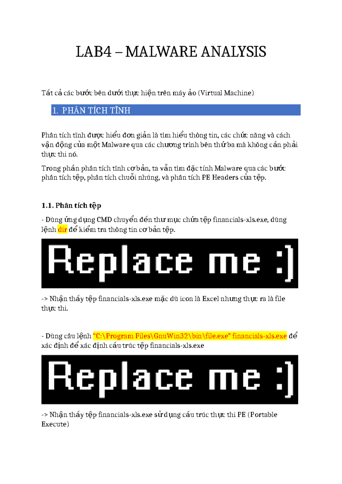 [ Class][MSSV][ Hoten]-LAB4 Malware - LAB4 – MALWARE ANALYSIS T ất c ả các b ước bên d ưới th ực ...