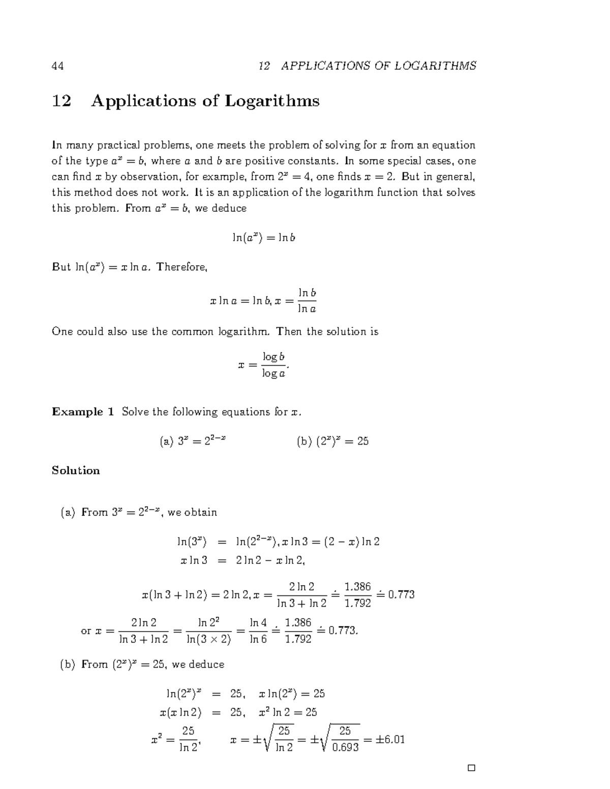 MATH120 Lecture Notes 12 - Applications of logarithms - 44 12 12 ...